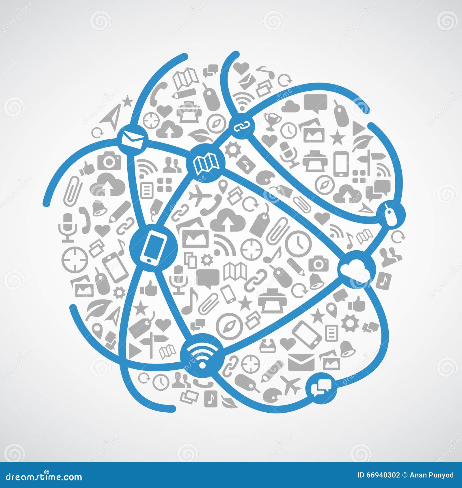 World Community Connect - Blue Line Link Icon Network and Grey Icon ...