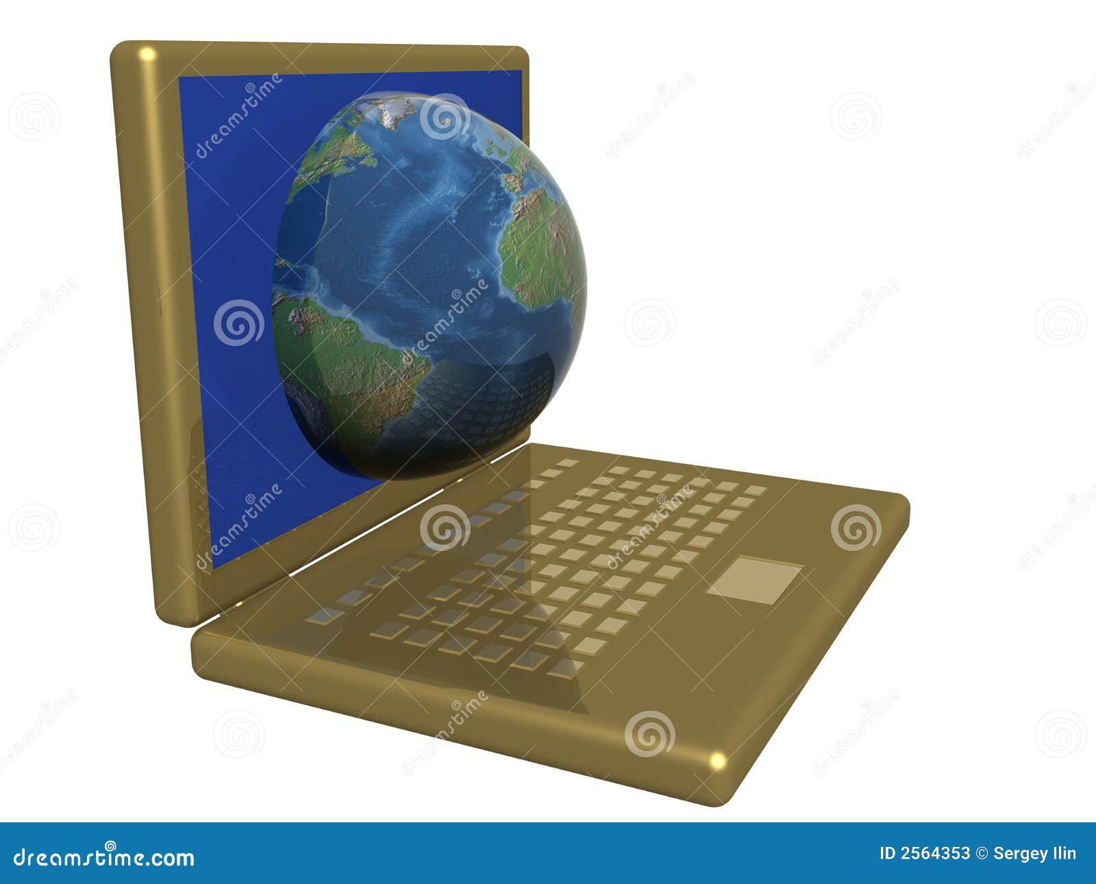 The world in a computer. stock illustration. Illustration of community ...