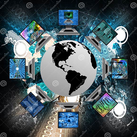 The world and computers stock illustration. Illustration of binary ...