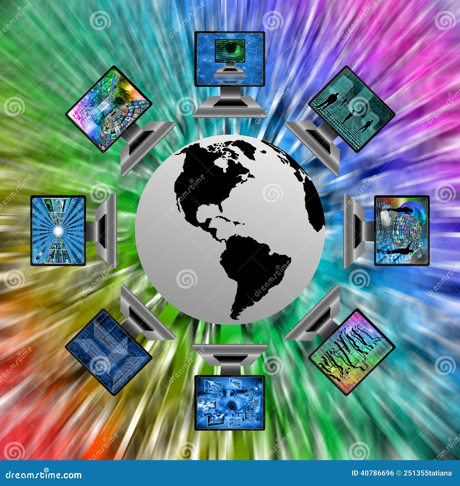The world and computers stock illustration. Illustration of message ...