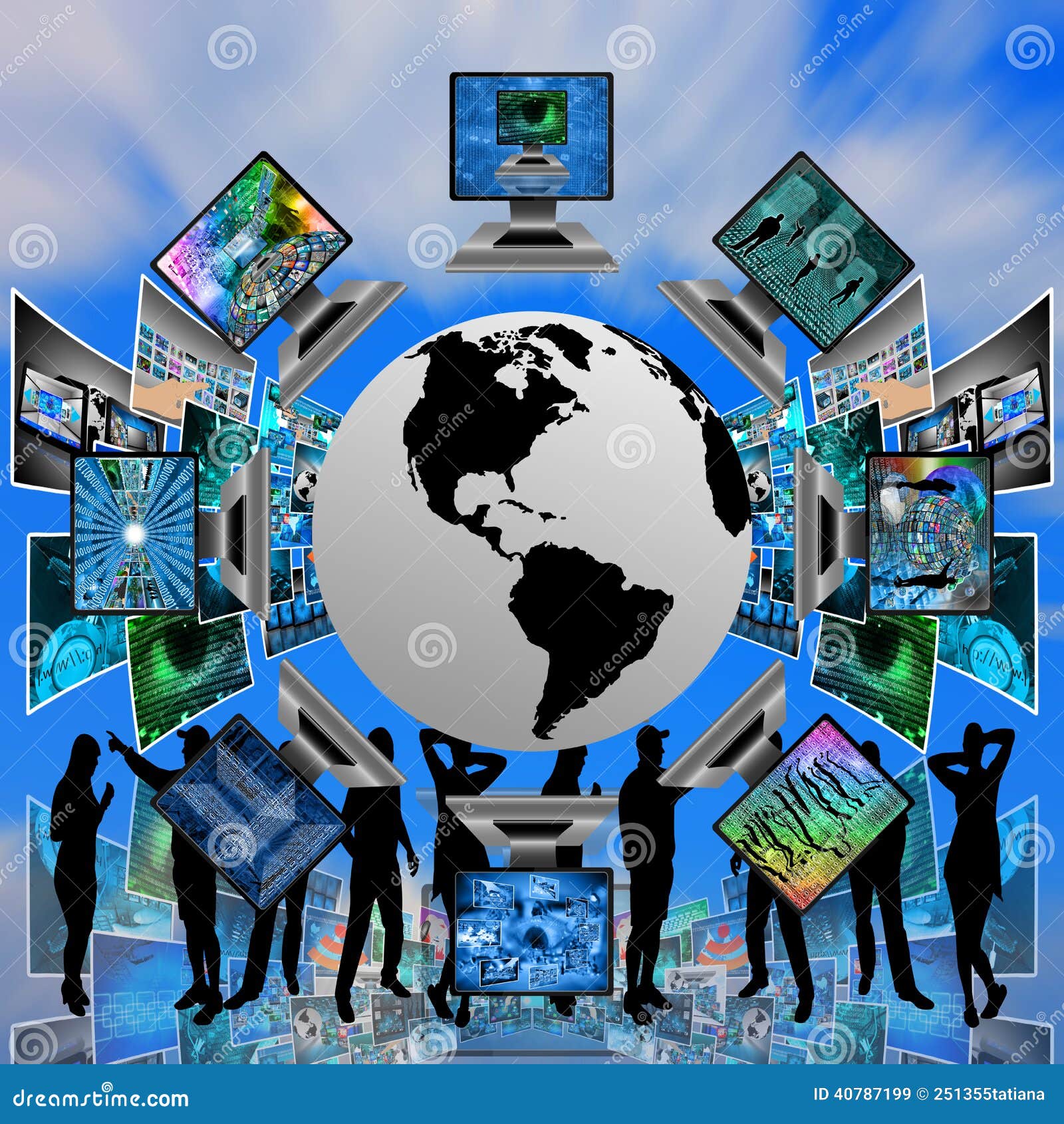 The world and computers stock illustration. Illustration of broadcast ...