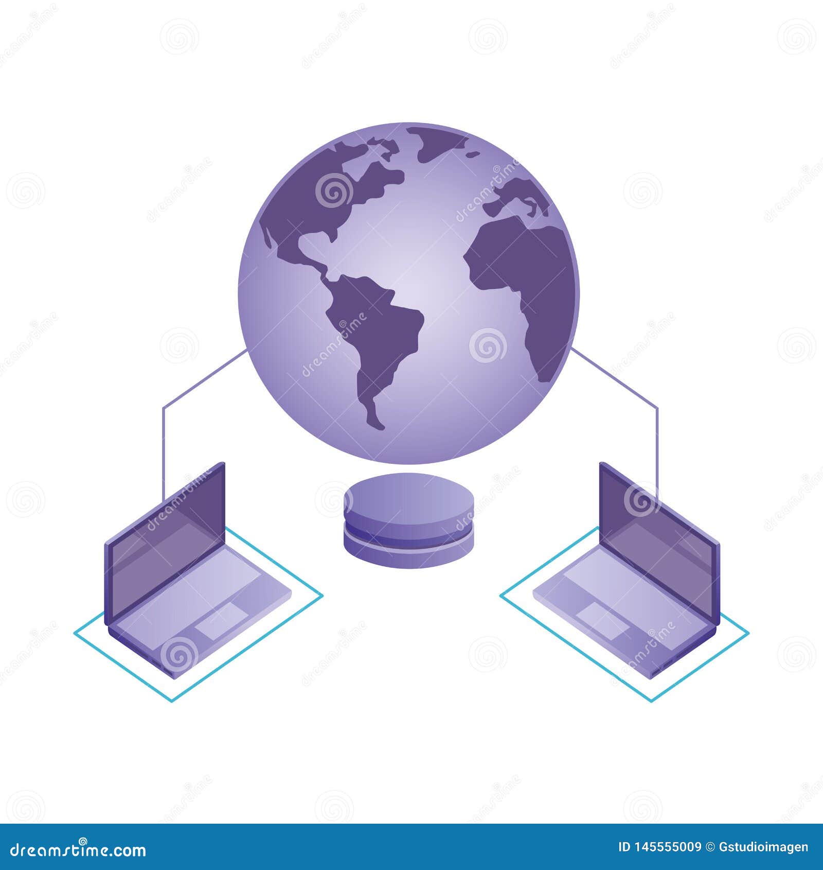 World Connected Laptops Database Server Network Stock Vector ...