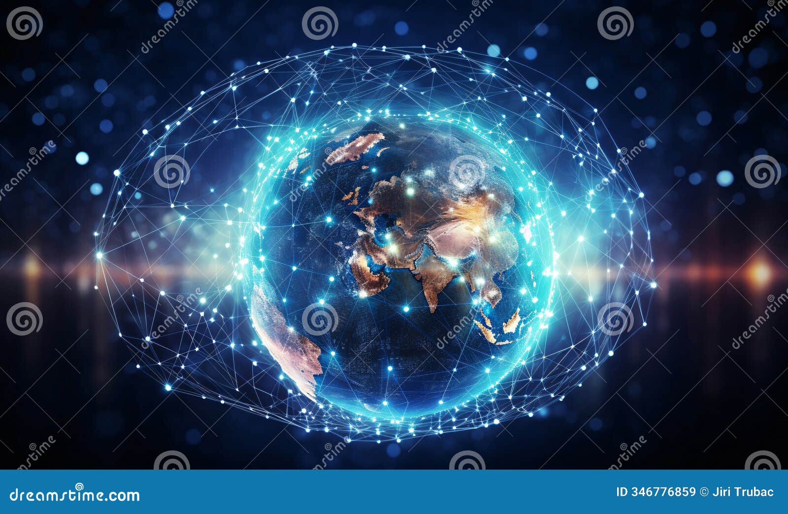 World Connected with Technology, Global Network on Planet Earth Stock ...