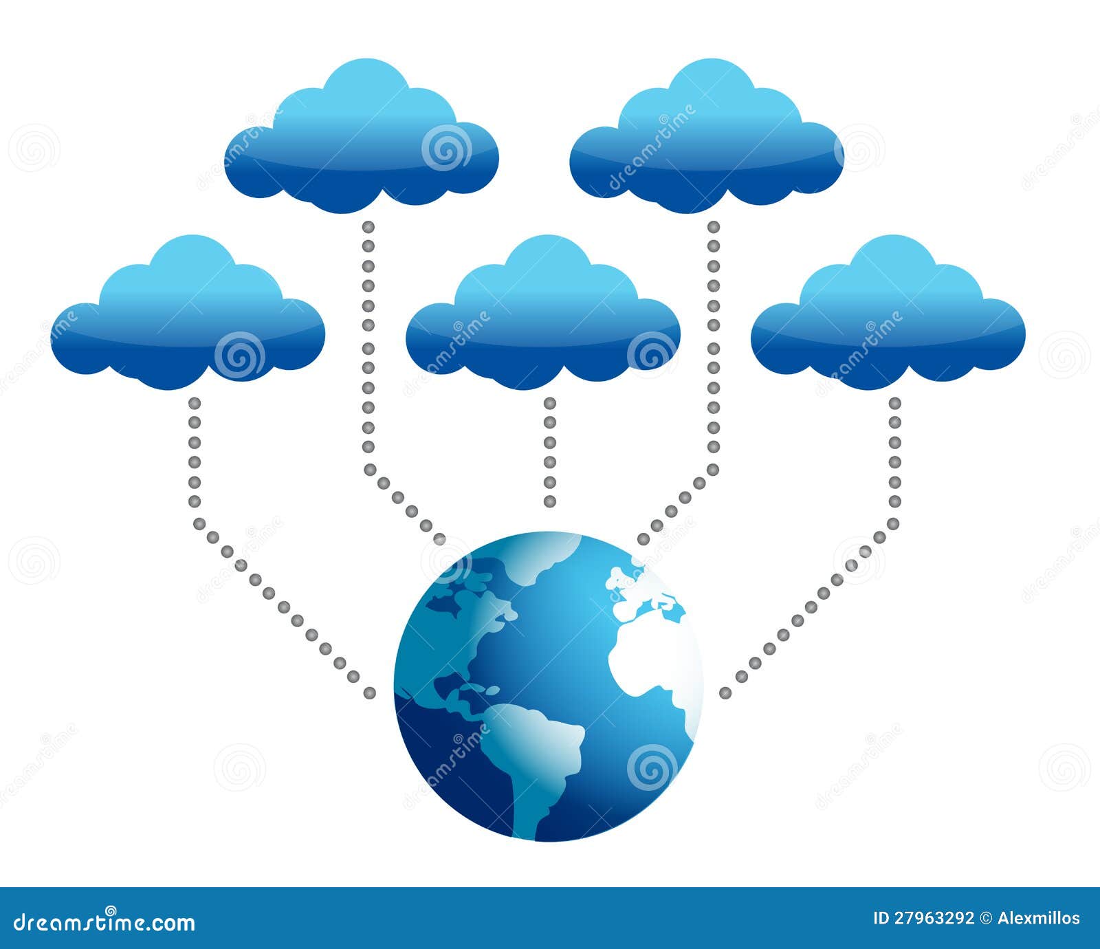 World Connected To Cloud Computing Stock Illustration - Illustration of ...