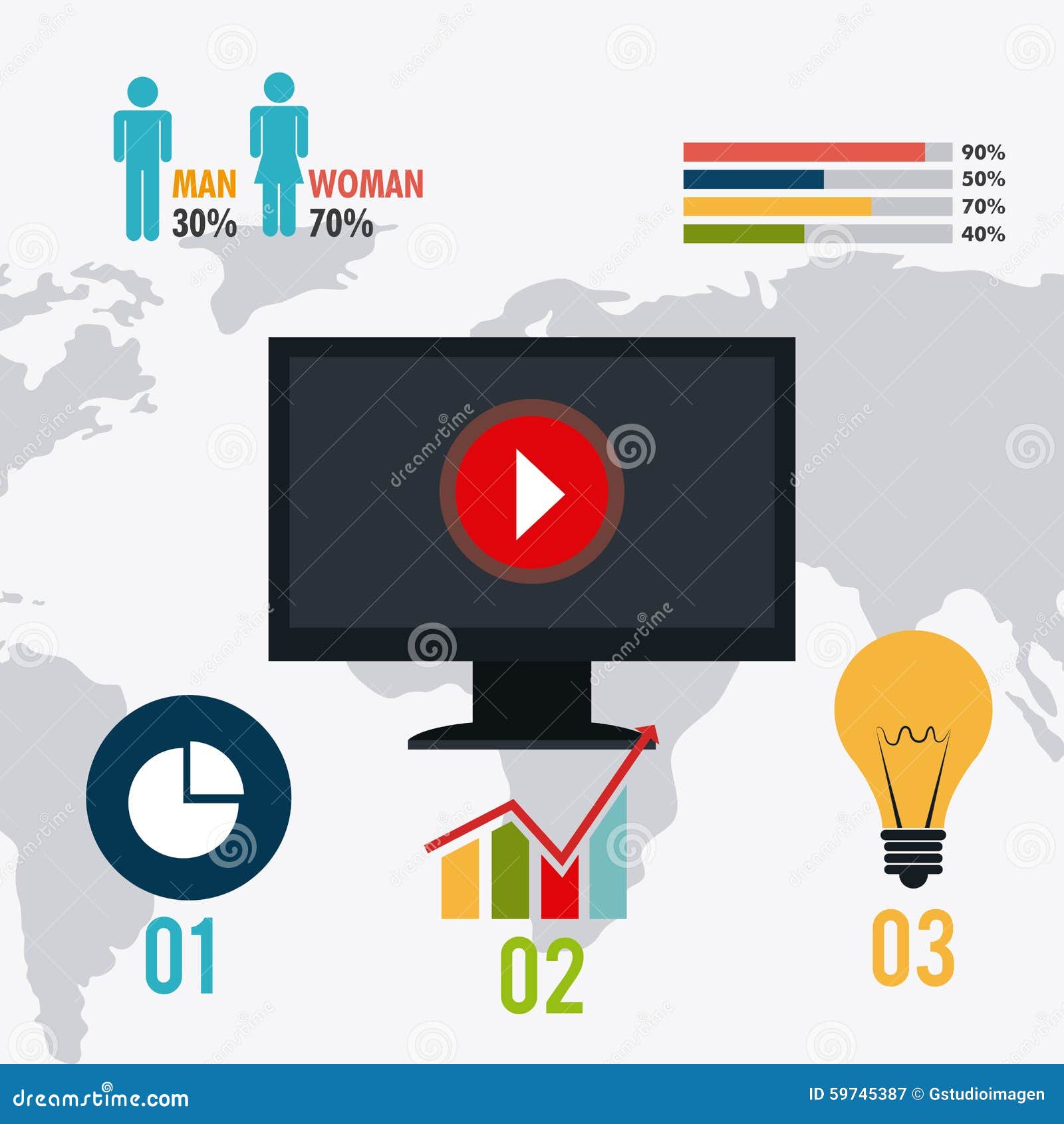 Multimedia Infographic Concept - Abstract Vector Business Scheme With ...