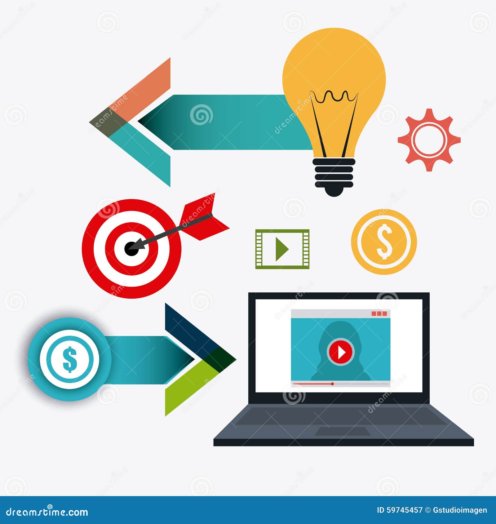 Multimedia Infographic Concept - Abstract Vector Business Scheme With ...