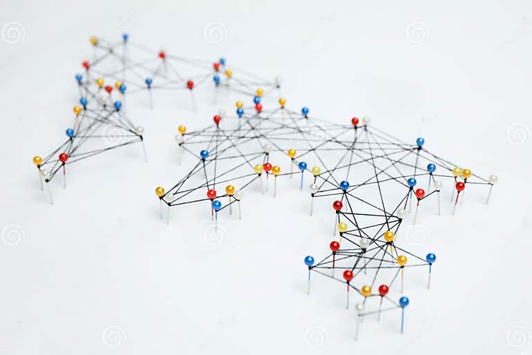 World Connections Map on White Background Stock Image - Image of system ...