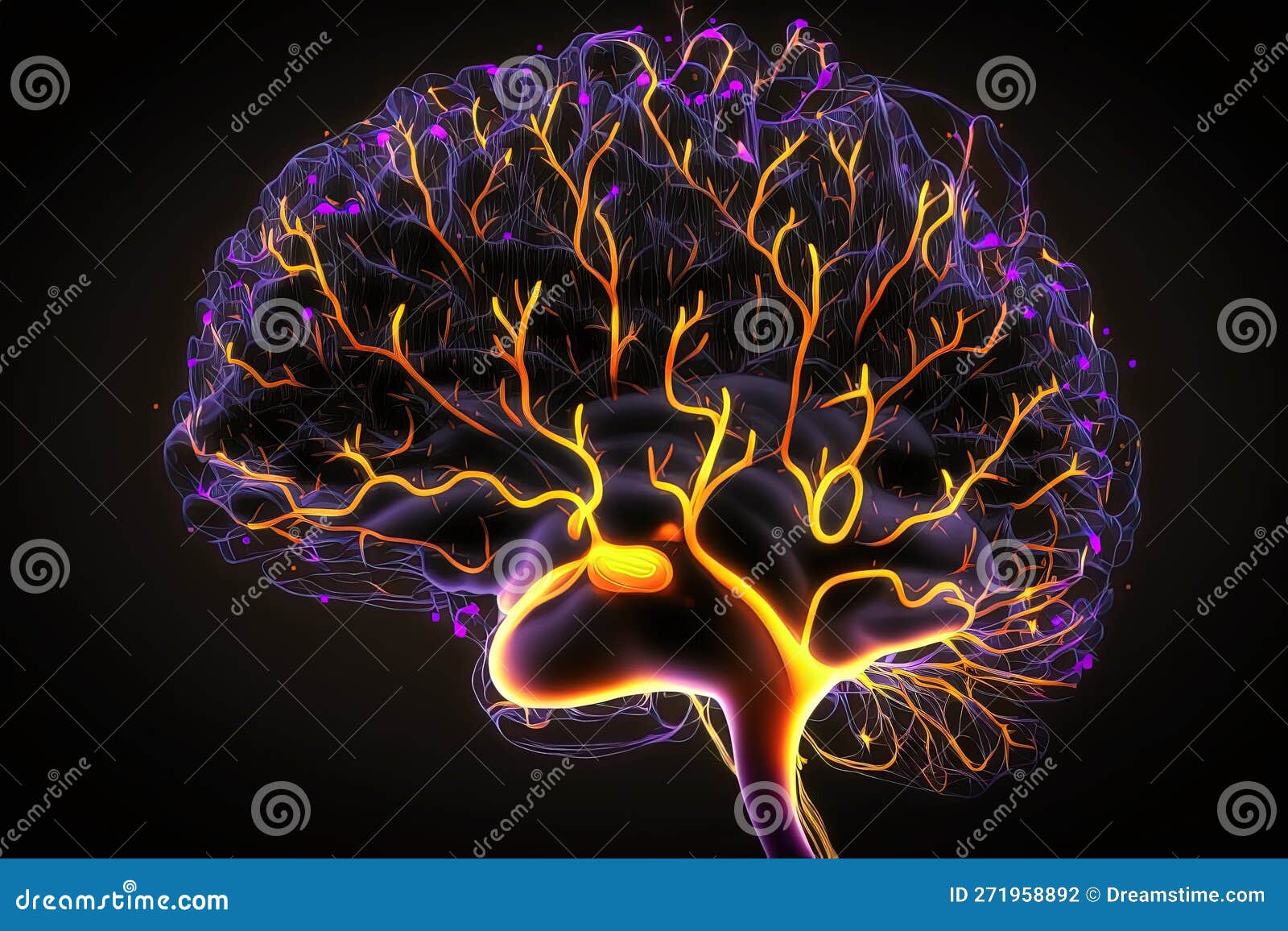 Neuronal Complexity 3d Microbiology Nerve Cell Render With Ample ...