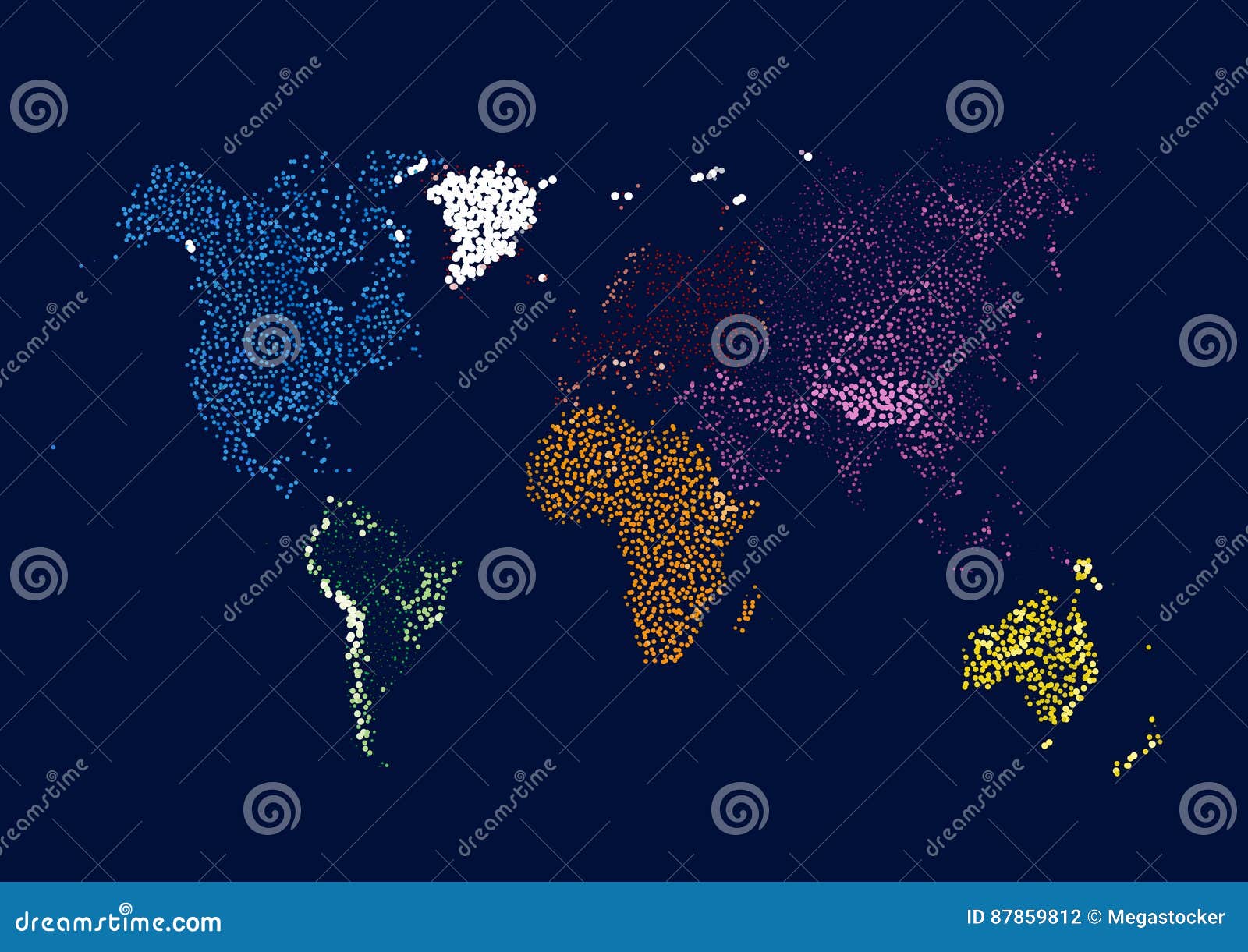 World Continents Map - Dots Style Illustration Stock Vector ...