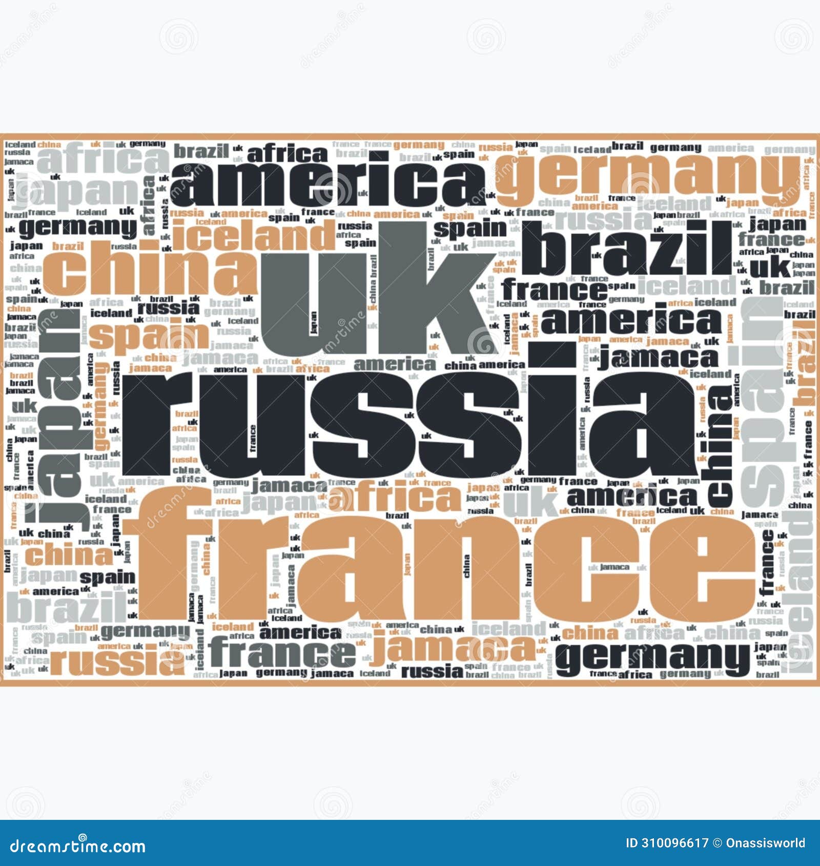 World Countries Text Educational Background Stock Image - Image of ...