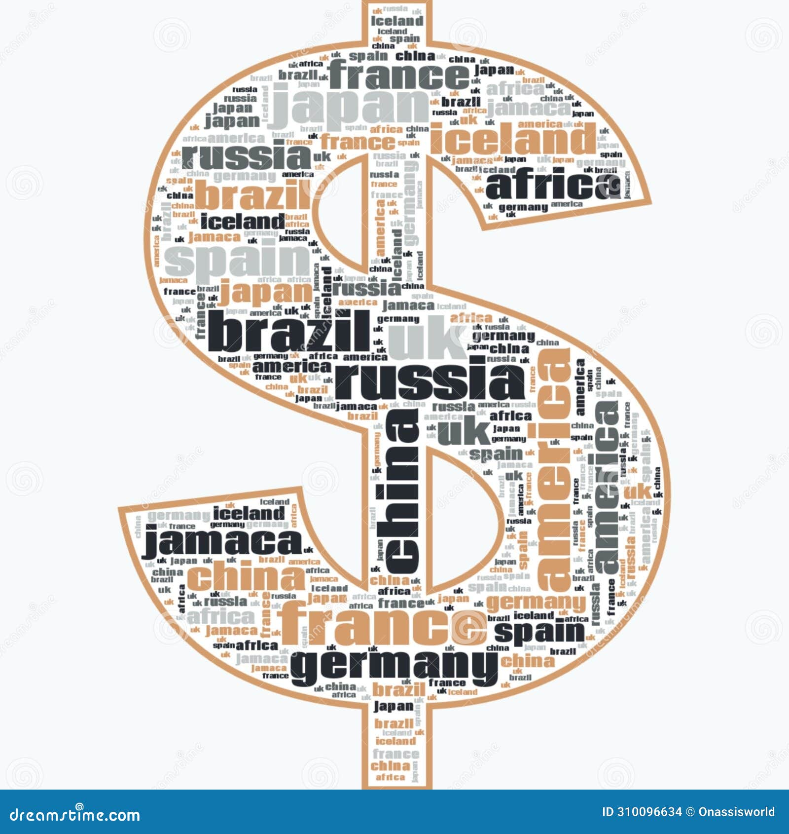 World Countries Text Educational Background Stock Photo - Image of ...