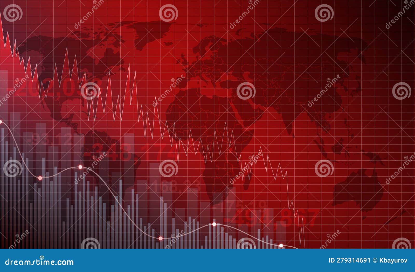 Declining World Economy and Business Decline or Economic Fall Stock ...