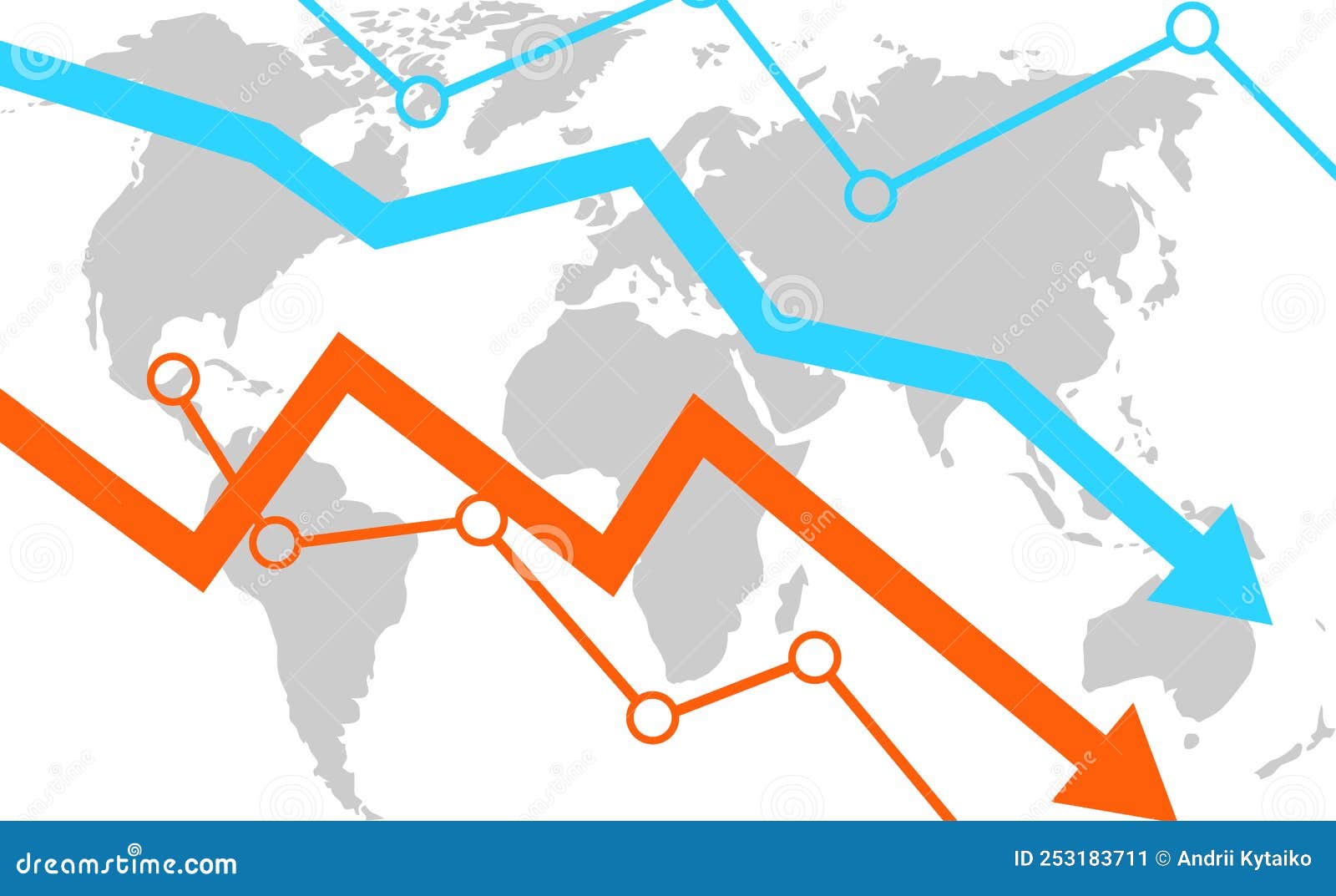 World Crisis, Decrease Chart on Background of Global Map Stock Vector - Illustration of analysis ...