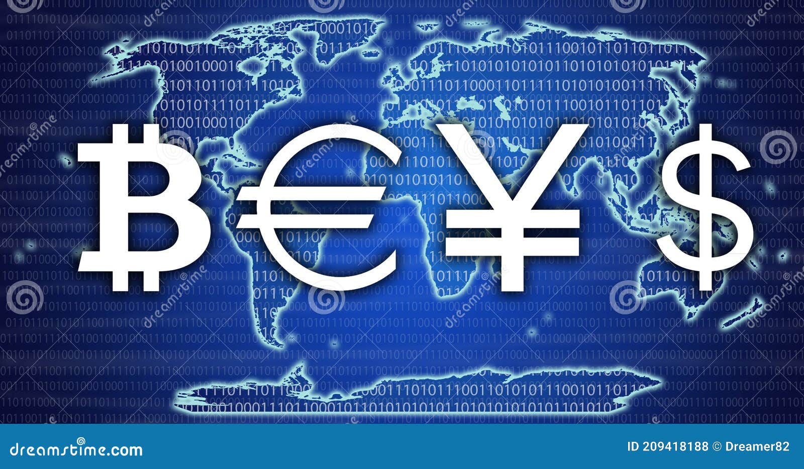 World Currency and Cryptocurency Exchange Rates on World Map Editorial ...