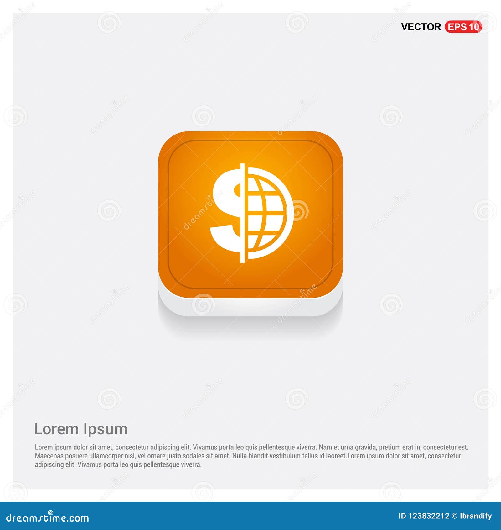 World Currency Icon Orange Abstract Web Button Stock Vector ...