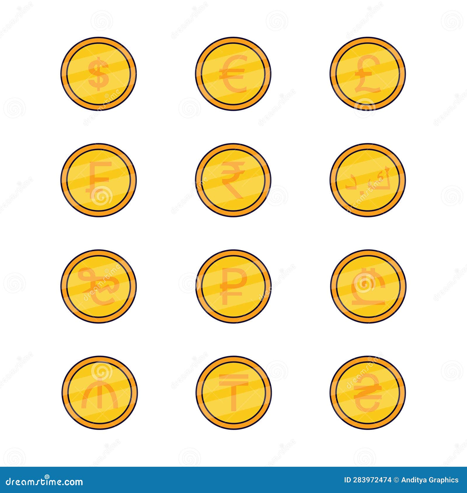 World Currency and Symbol Coin Stock Illustration - Illustration of ...