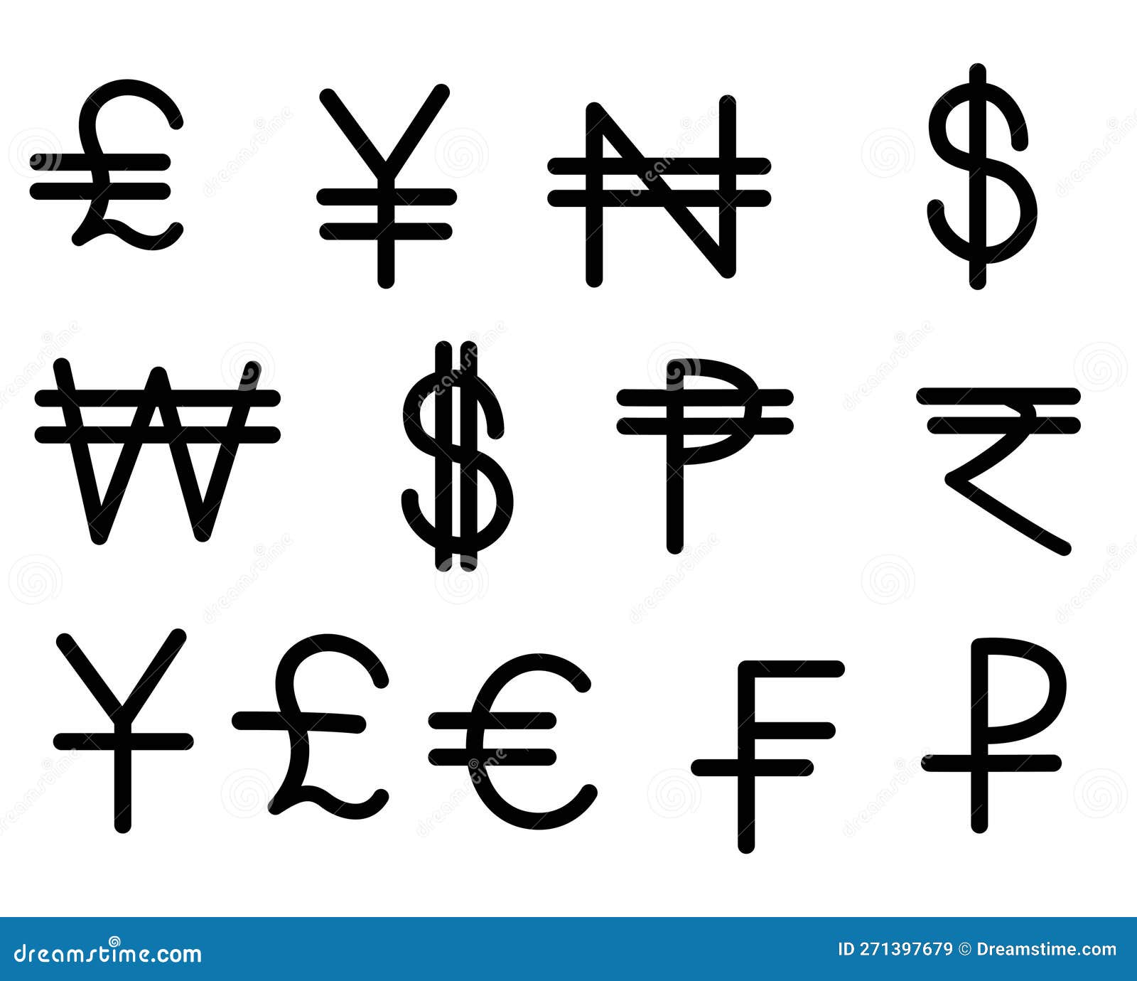 World Currency Symbols Most Used Vector Illustration Stock Vector ...