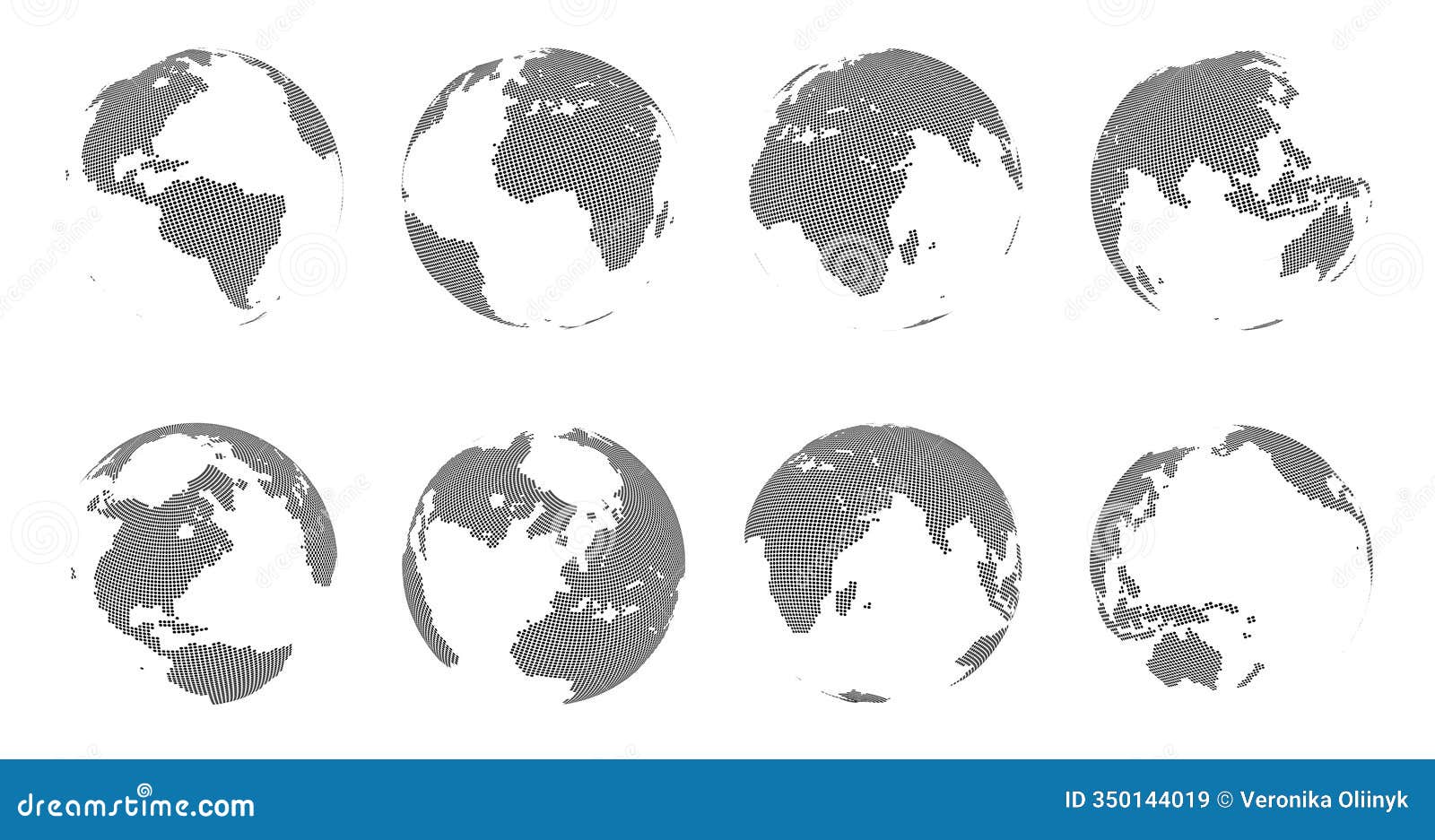 World 3d Map. Globe Sphere with Dotted Continents, Earth Dots Grid ...