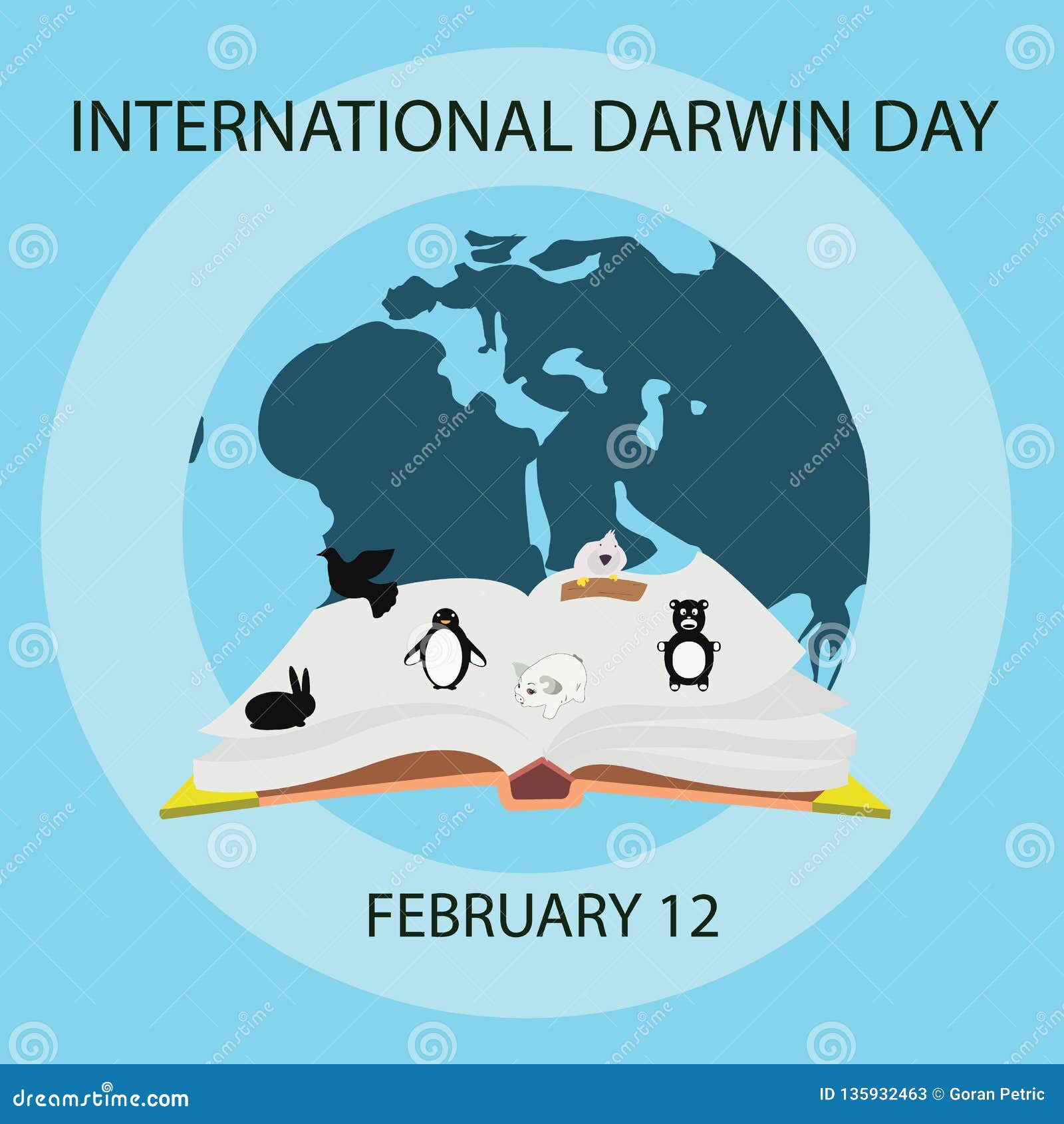 World Darwin Day Flat Design Vector Illustration Stock Illustration ...