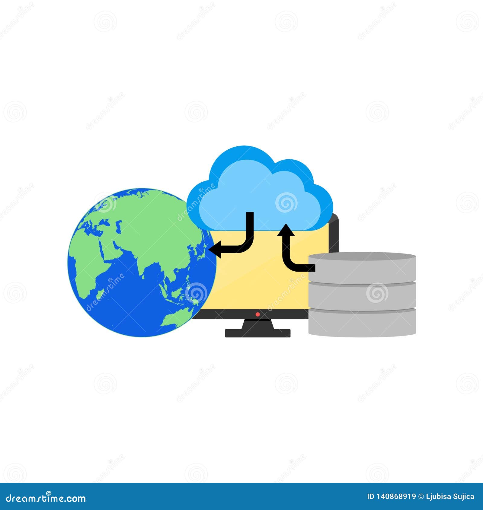World Database Server Center Icon or Sign Stock Vector - Illustration ...