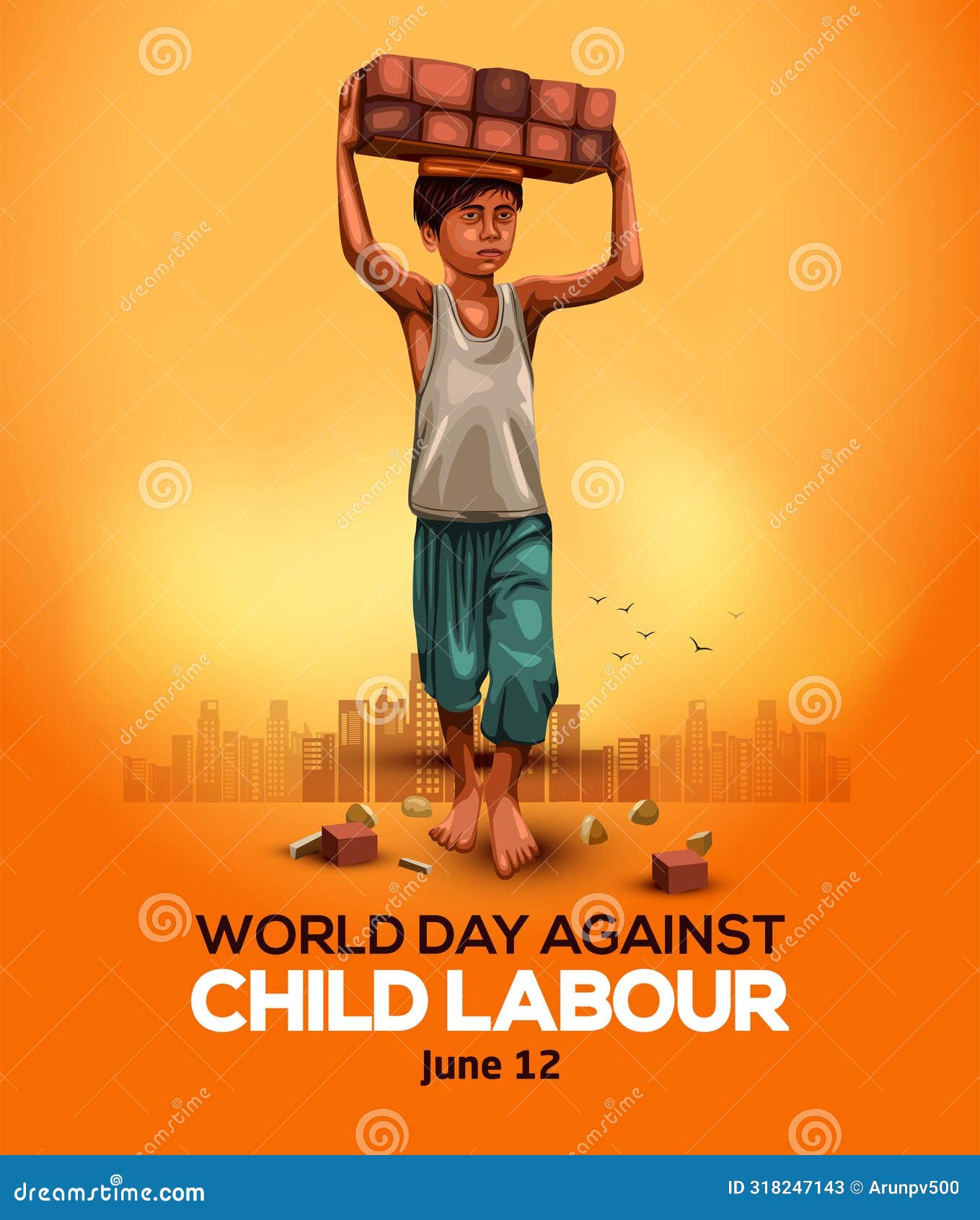 World Day Against Child Labor Concept with Child Bricks on the Head ...