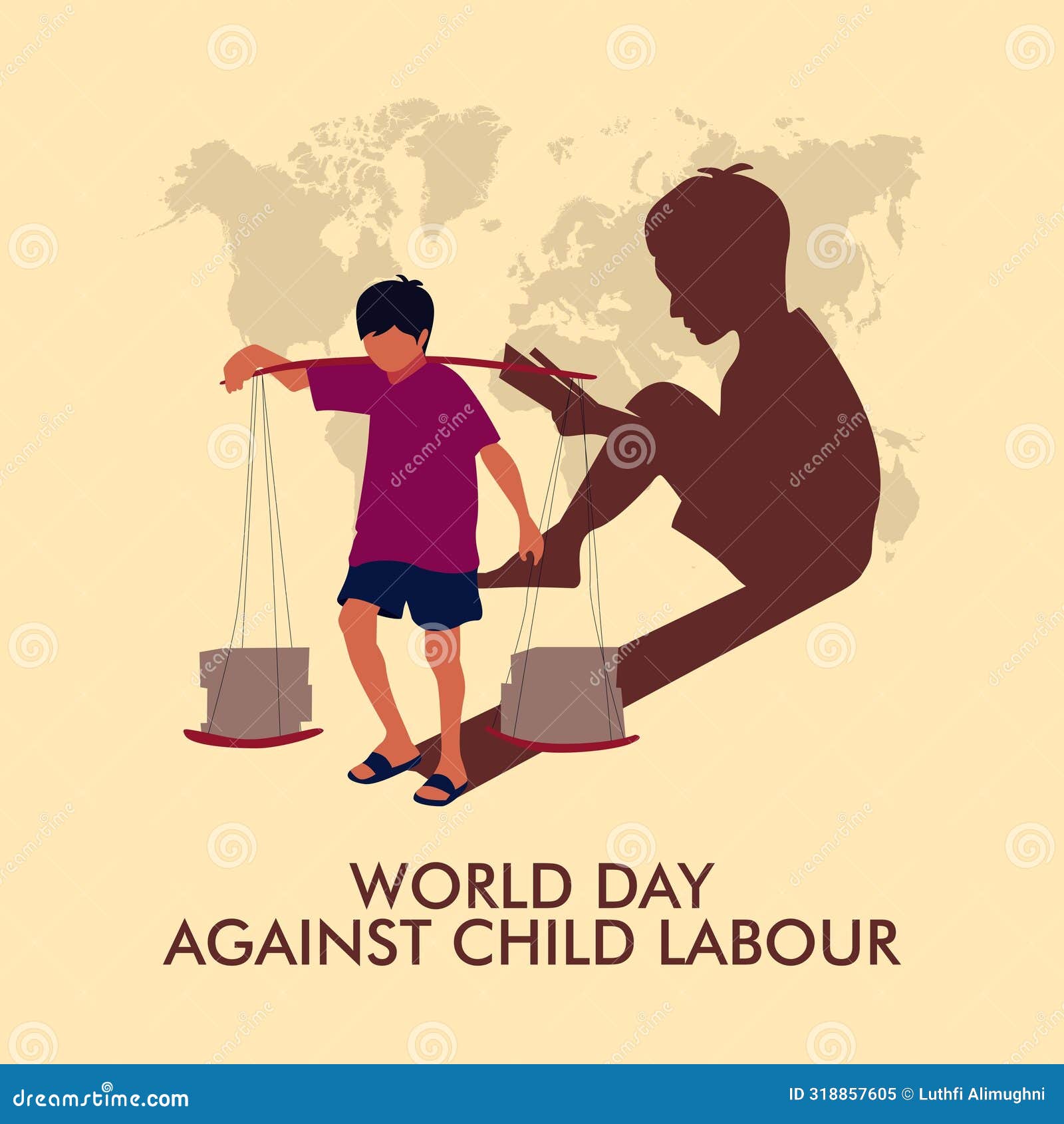 World Day Against Child Labour Background Template Vector Stock Vector ...