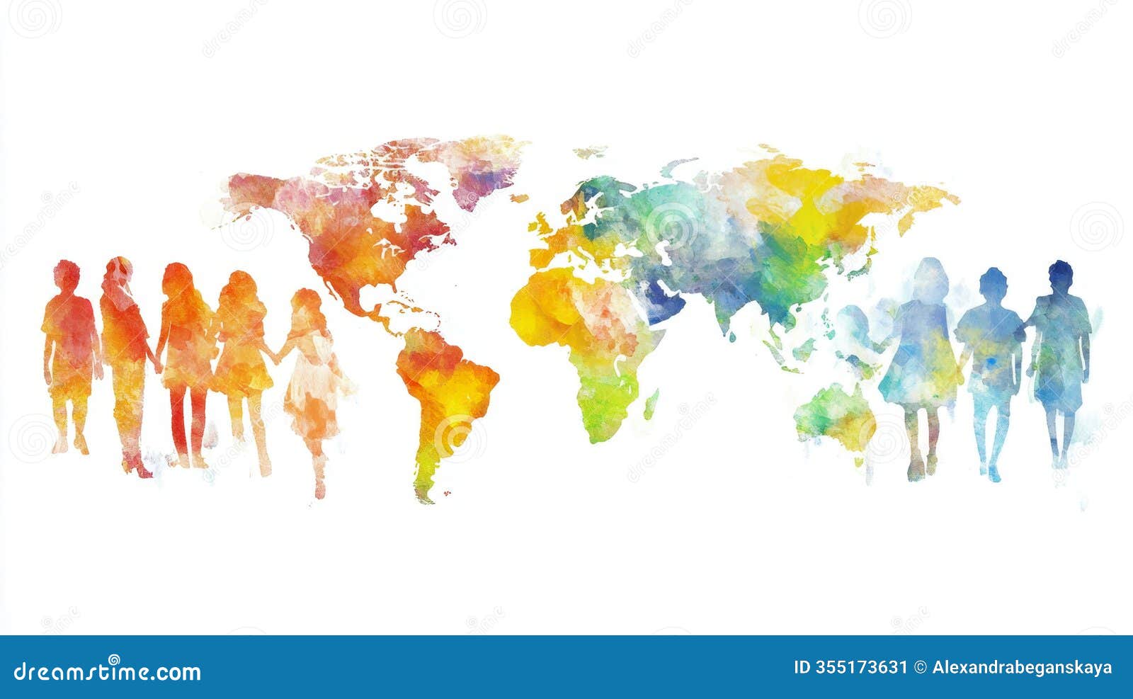 World Day of the Sick Colorful World Map and Diverse Human Silhouettes ...