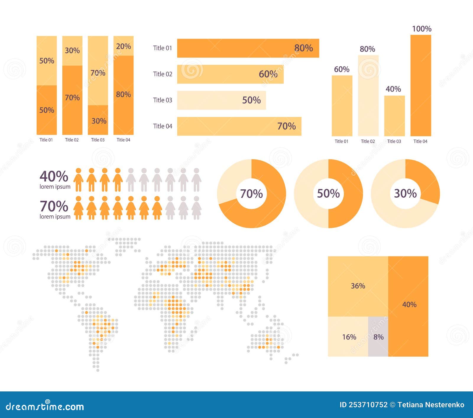 World Demographic Analytics Infographic Chart Design Template Set Stock ...
