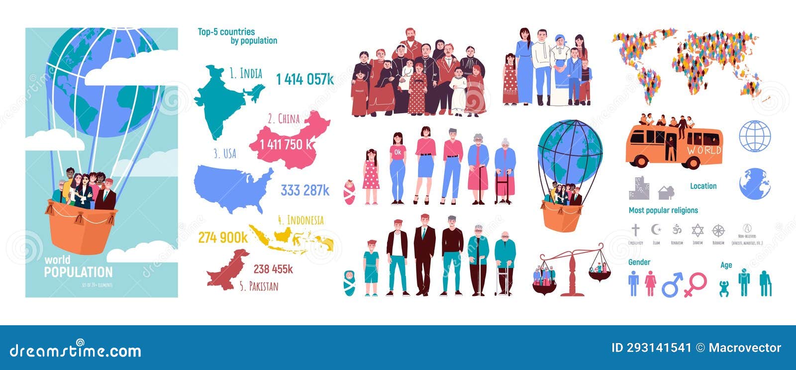 World Demographics Info Composition Stock Vector - Illustration of ...