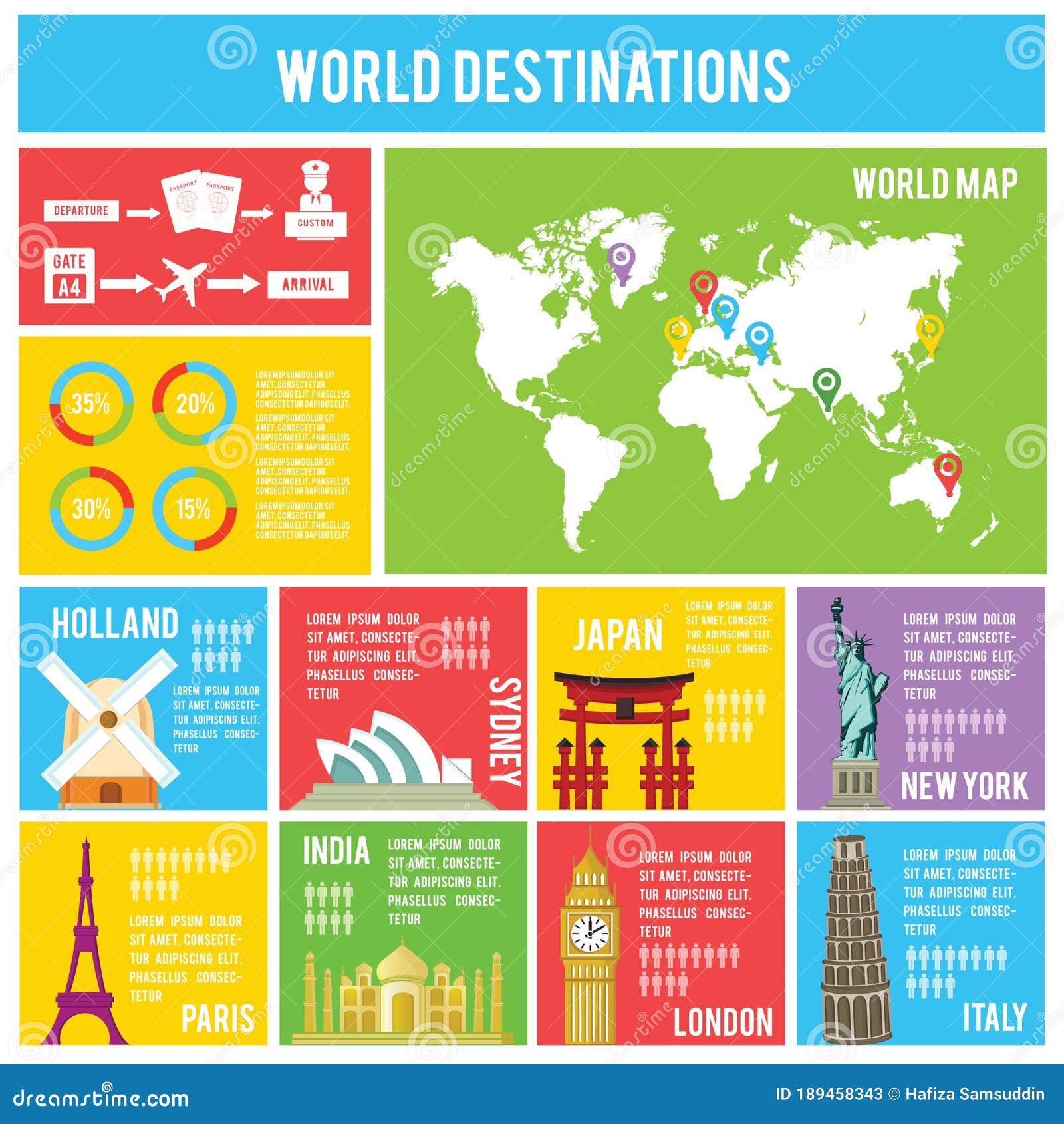 World Destinations Infographic. Vector Illustration Decorative Design ...