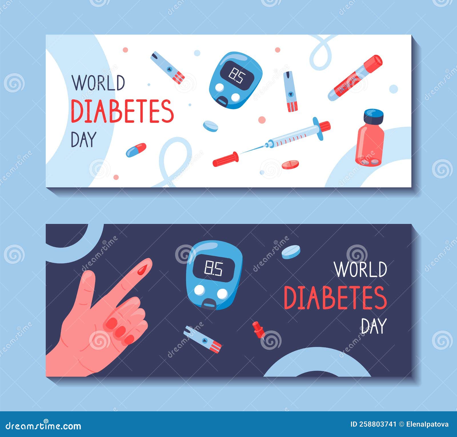 World Diabetes Day Horizontal Banner Template Stock Vector