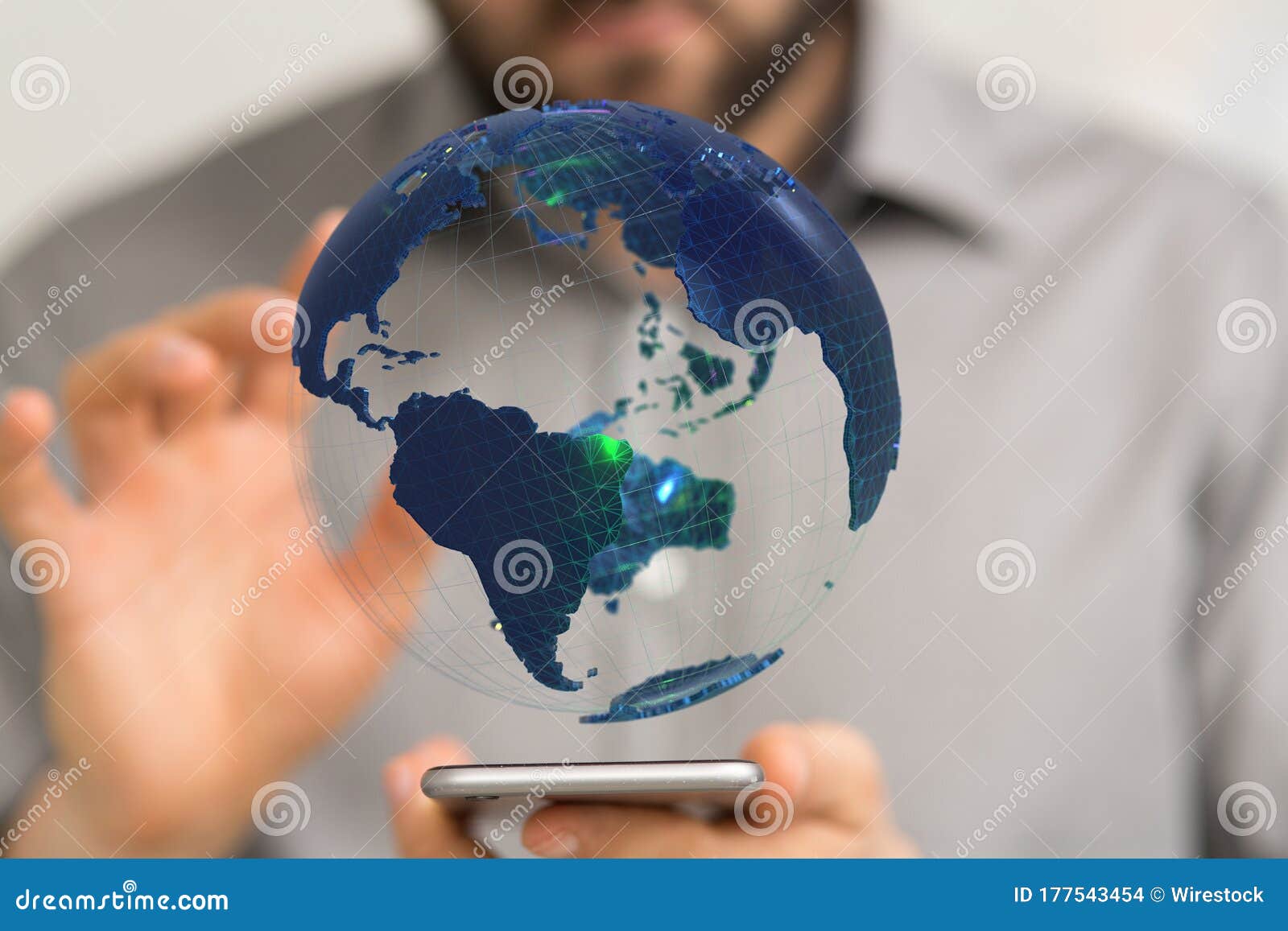 A the World Digital in Hand Stock Photo - Image of friend, fingerprint ...