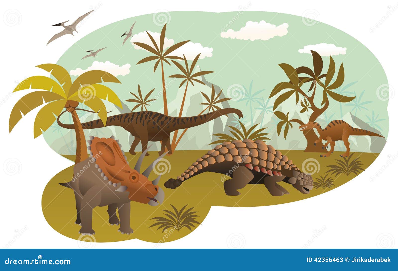 Dinosaurs Extinct With Meteorite Falling On Earth Cartoon Vector ...
