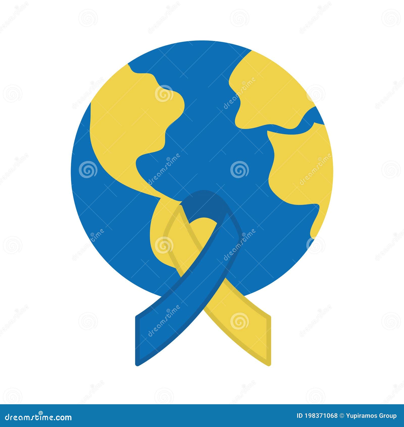 World Down Syndrome Day, World Map and Ribbon Flat Style Stock Vector ...