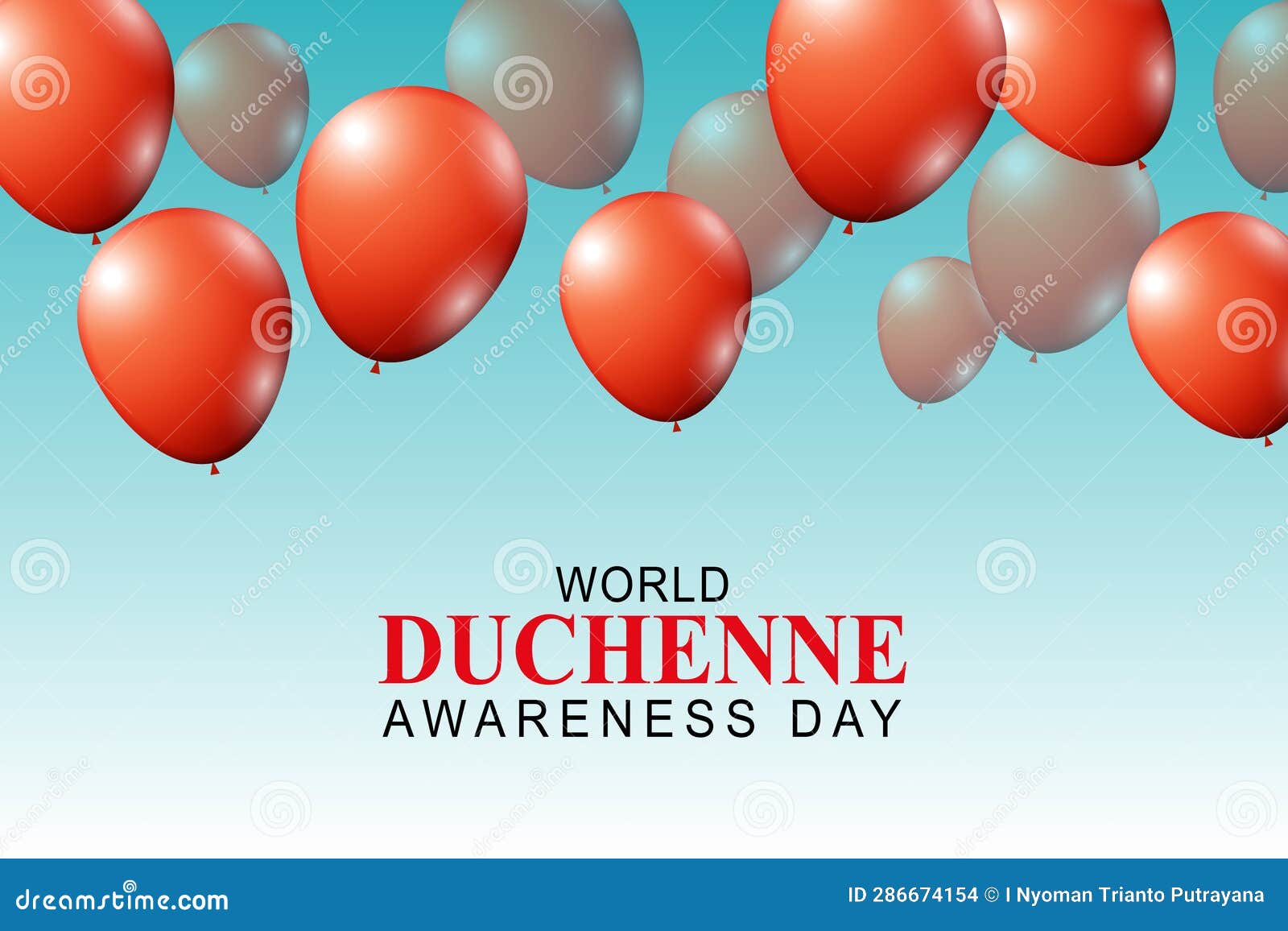 World Duchenne Awareness Day. Banner With A Red Balloons In The Hand ...