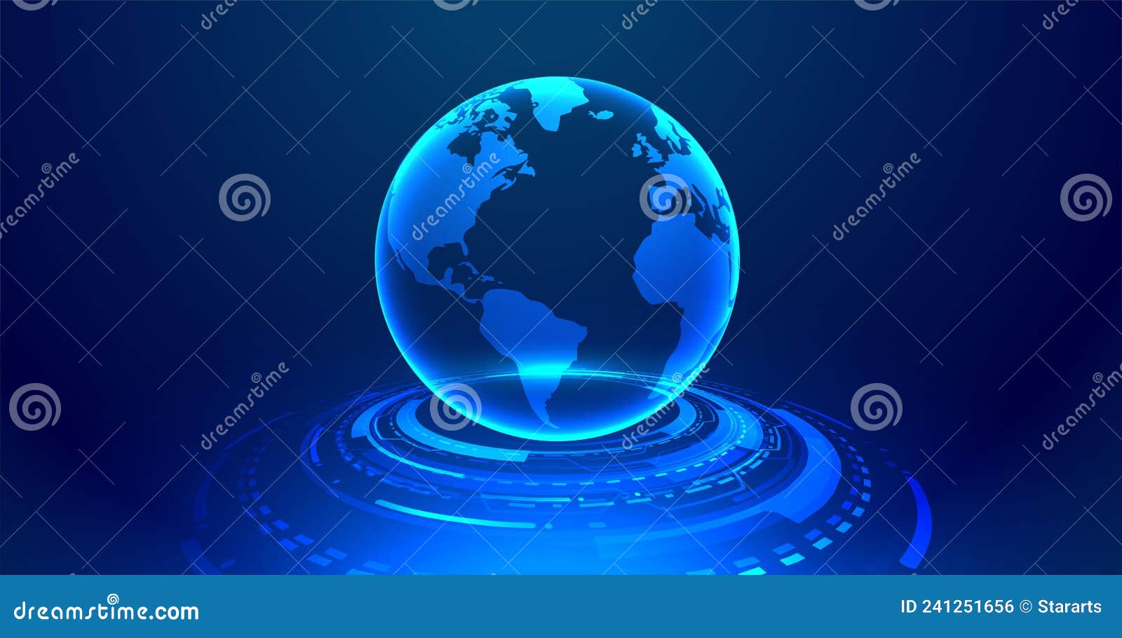 World Earh On Circuit Lines Technology Background Vector Illustration ...
