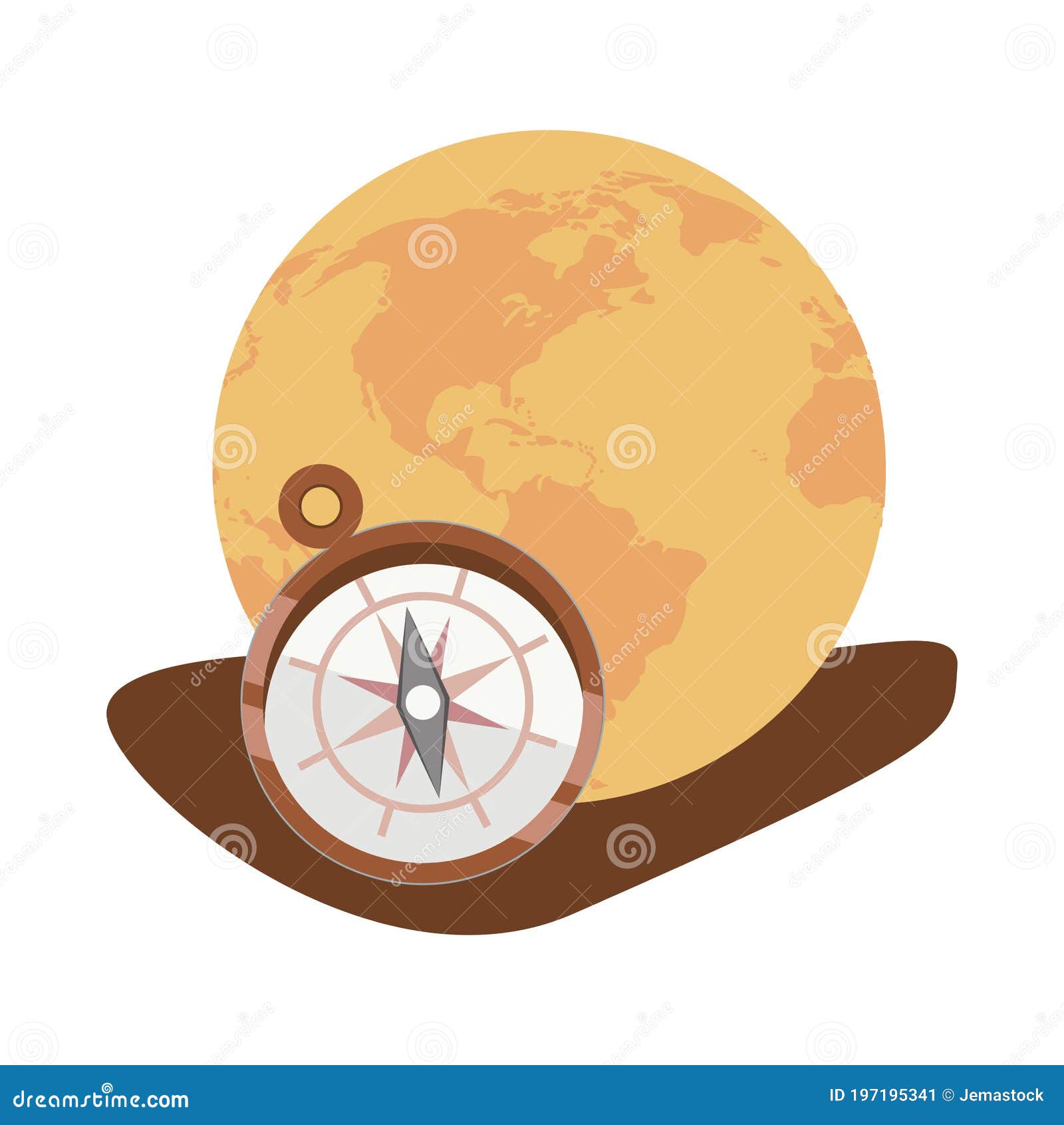 World Earth Map with Compass Guide Stock Vector - Illustration of ...