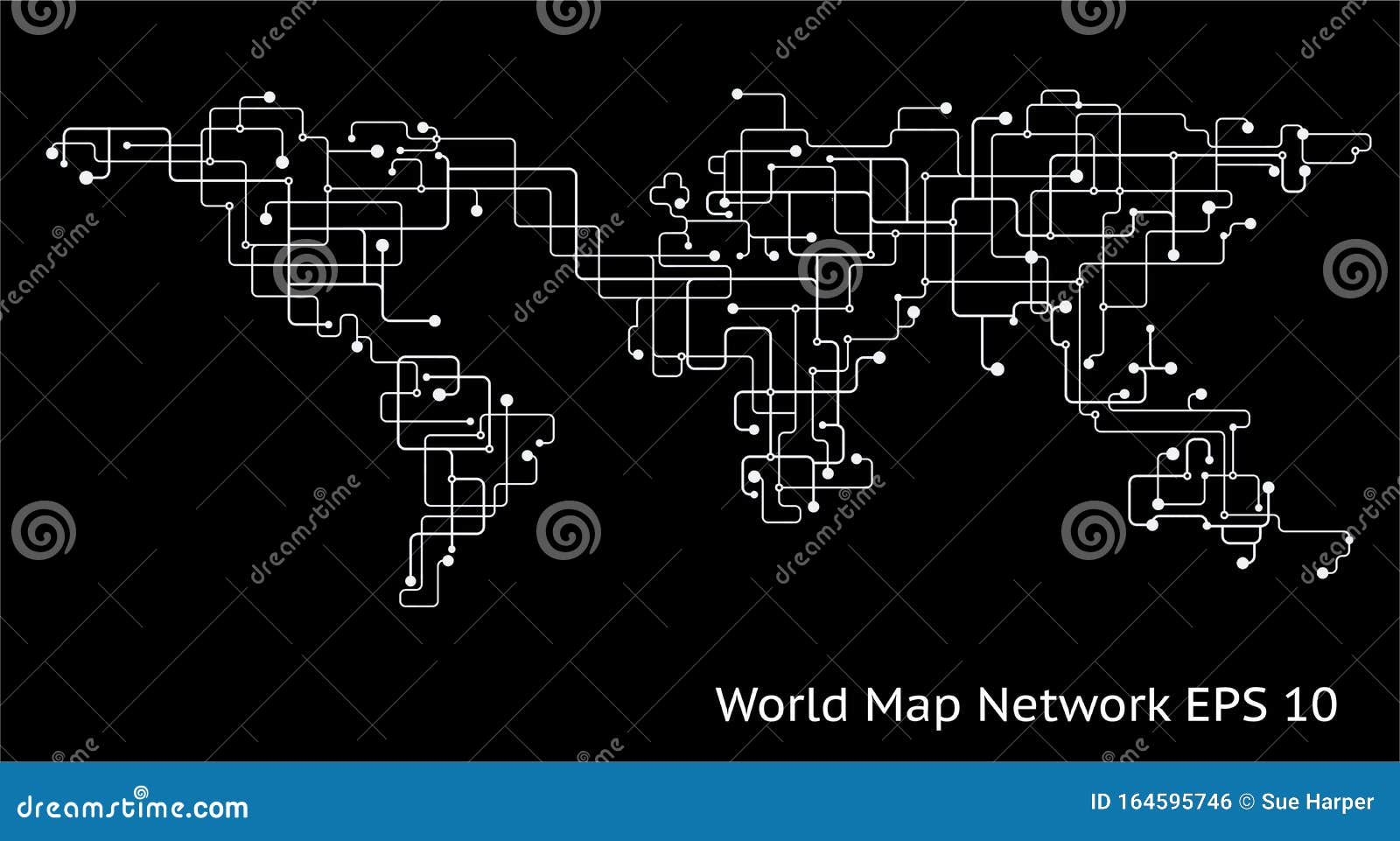 World Earth Map Network Scheme on Black Stock Vector - Illustration of ...