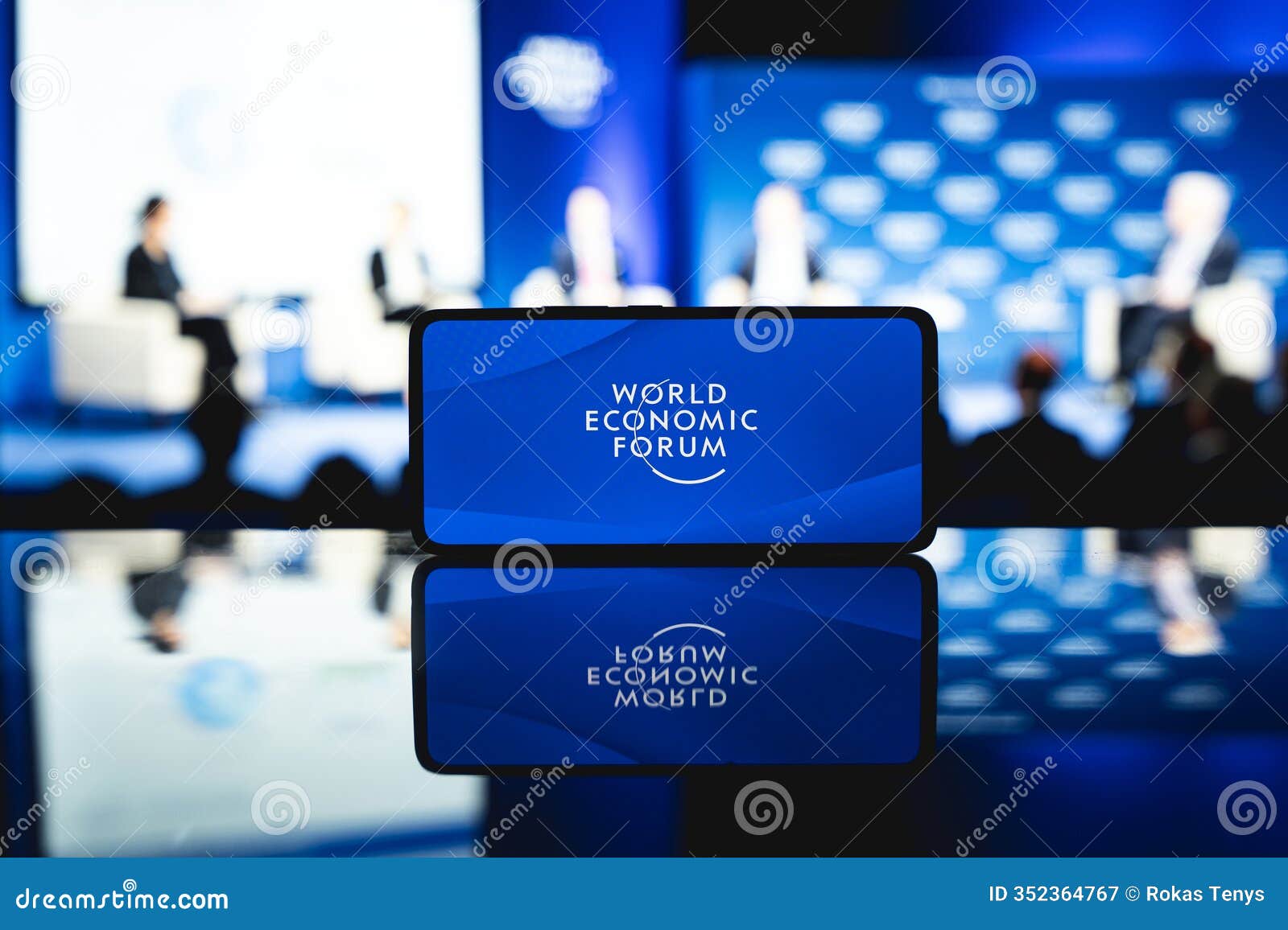 World Economic Forum Event Logo Displayed on Screen Editorial ...