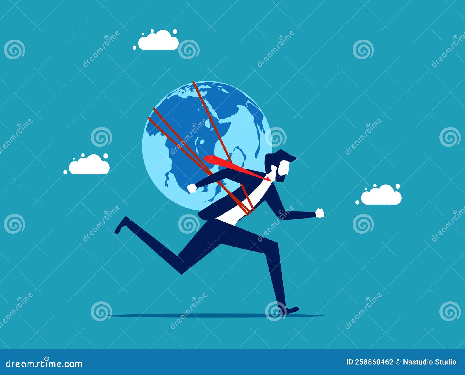 The World Economy is Progressing. Businessman with a Globe Running ...