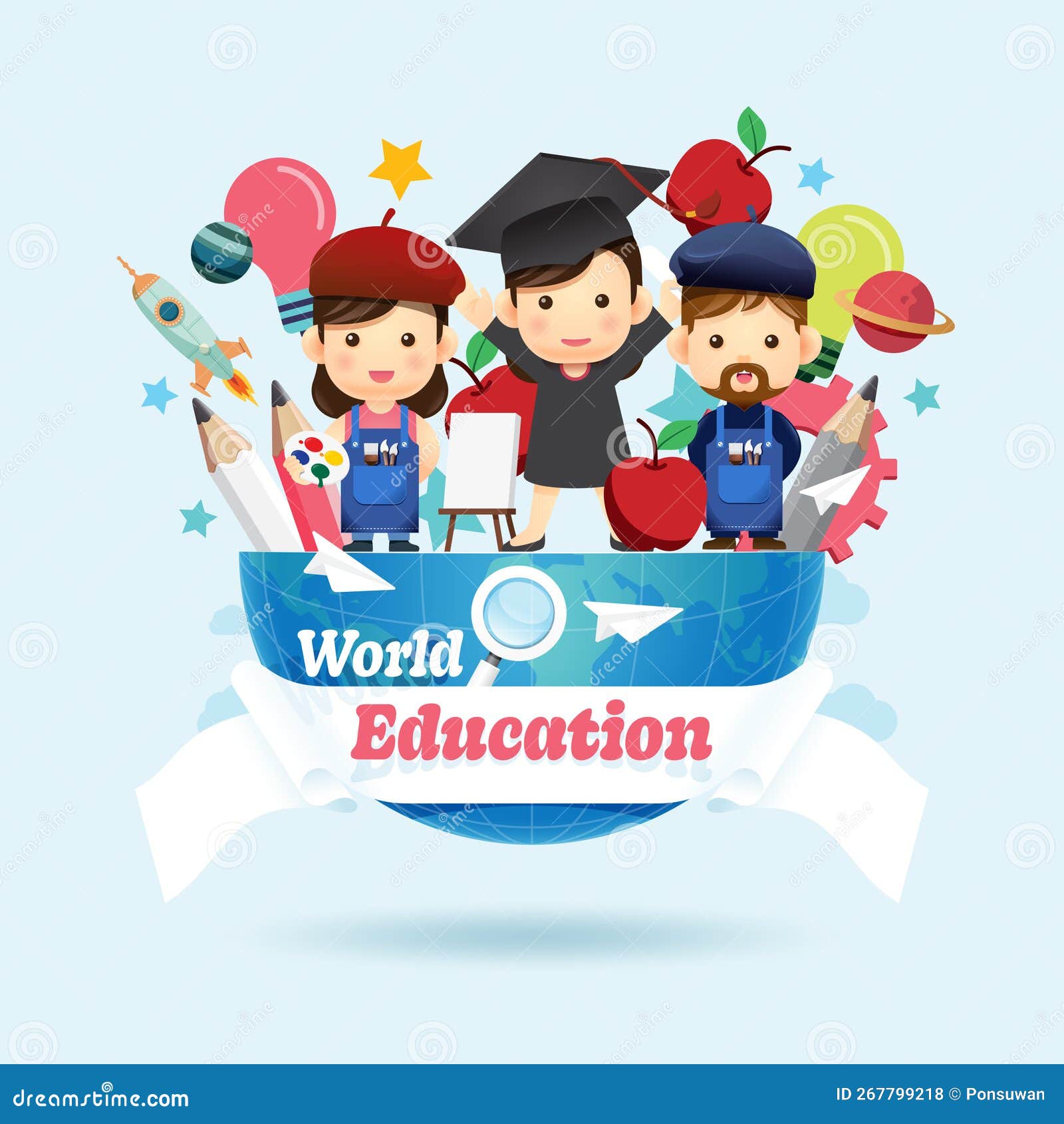 World Education Economy. Global Learning Infographic. Flat Icons Design ...