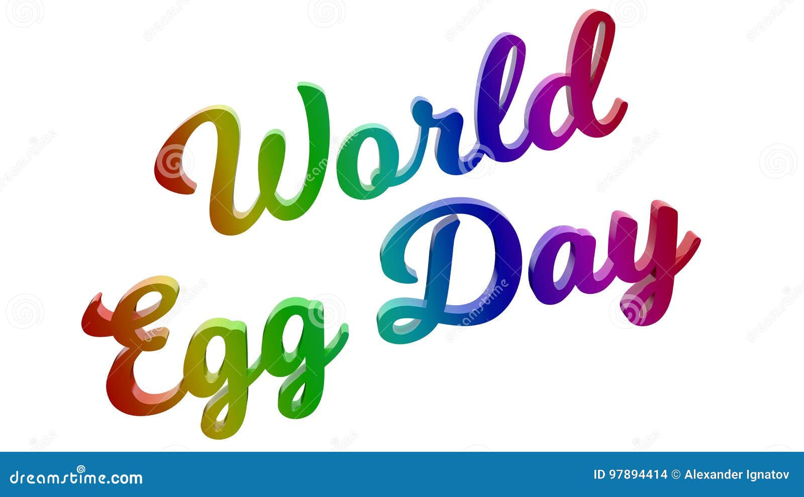 World Egg Day Calligraphic 3D Rendered Text Illustration Colored with ...