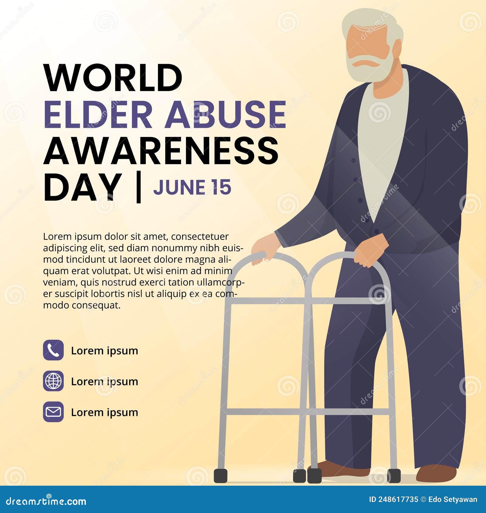 World Elder Abuse Day Banner, Poster For Awareness Of Elderly Social ...