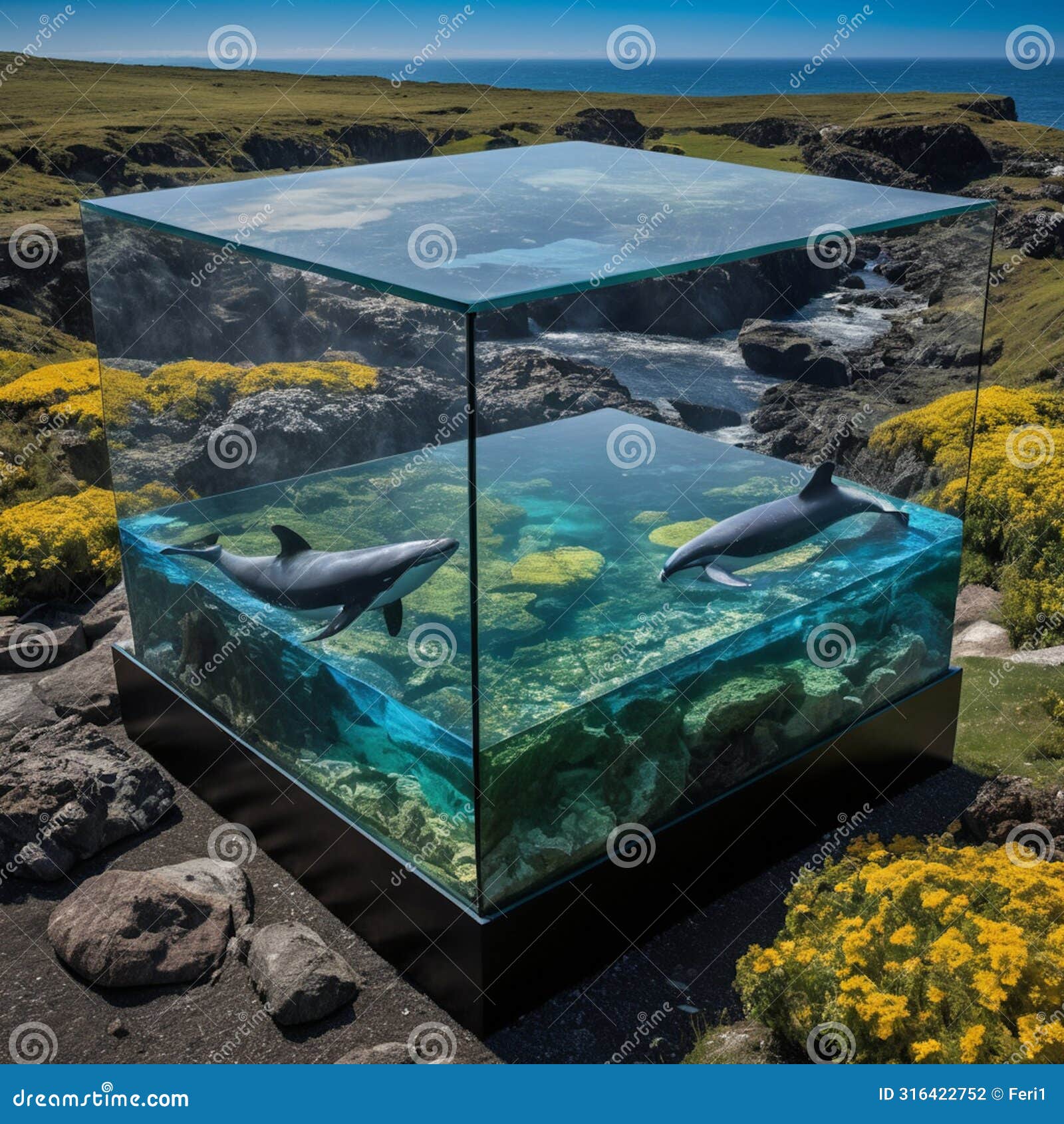 World Enclosed in Aquarium. Stock Illustration - Illustration of seabed ...