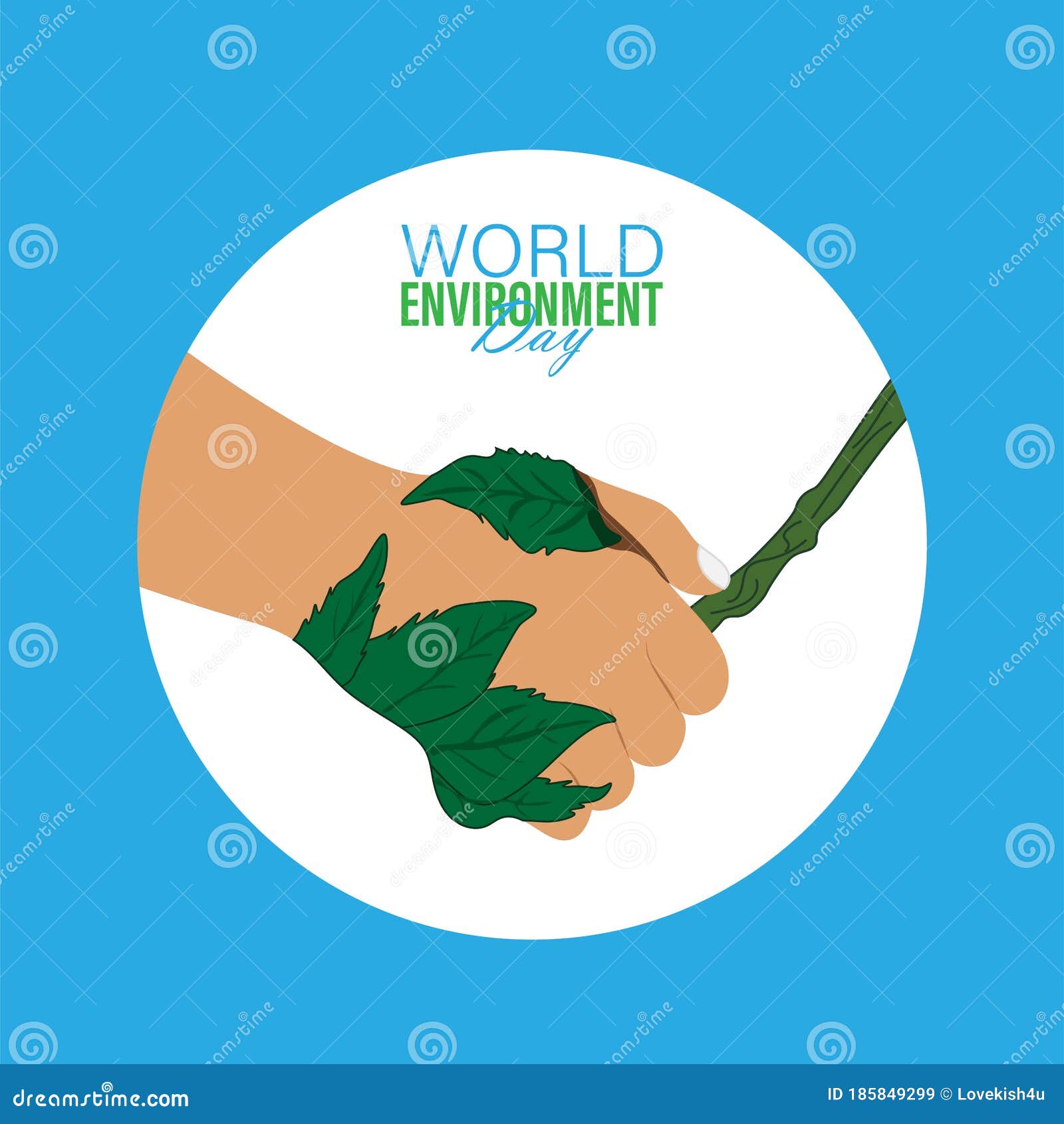 World Environment Day Theme Human Shaking Hand with Nature Stock Vector ...