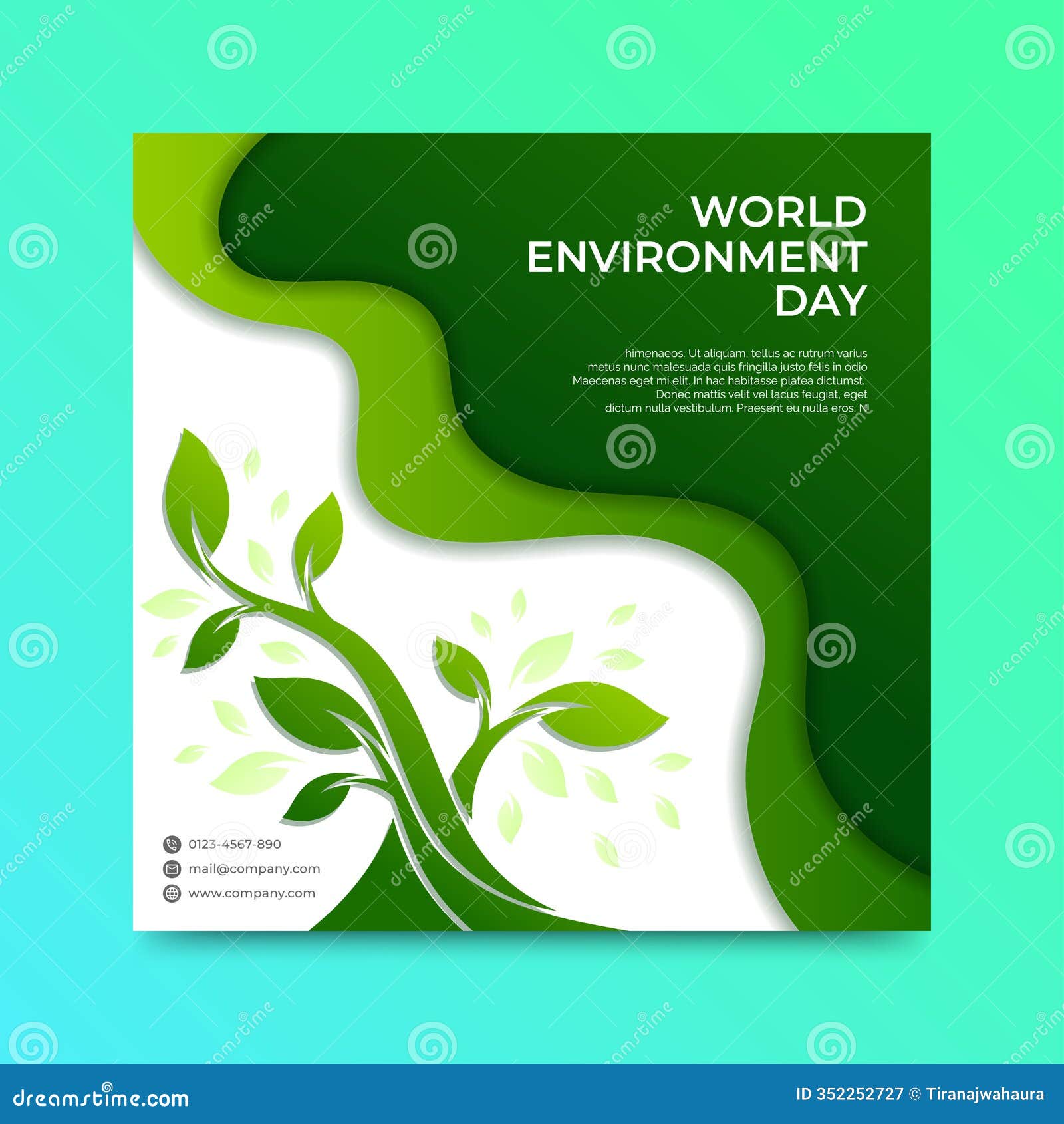 World Environment Day Banner with Trees and Leaves Vector Illustration ...