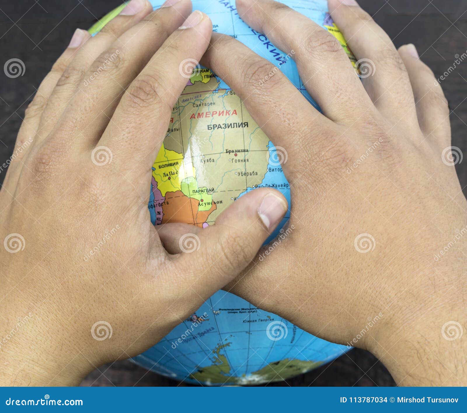 World Environment Day Concept: Hands Touching Globe Stock Photo - Image ...