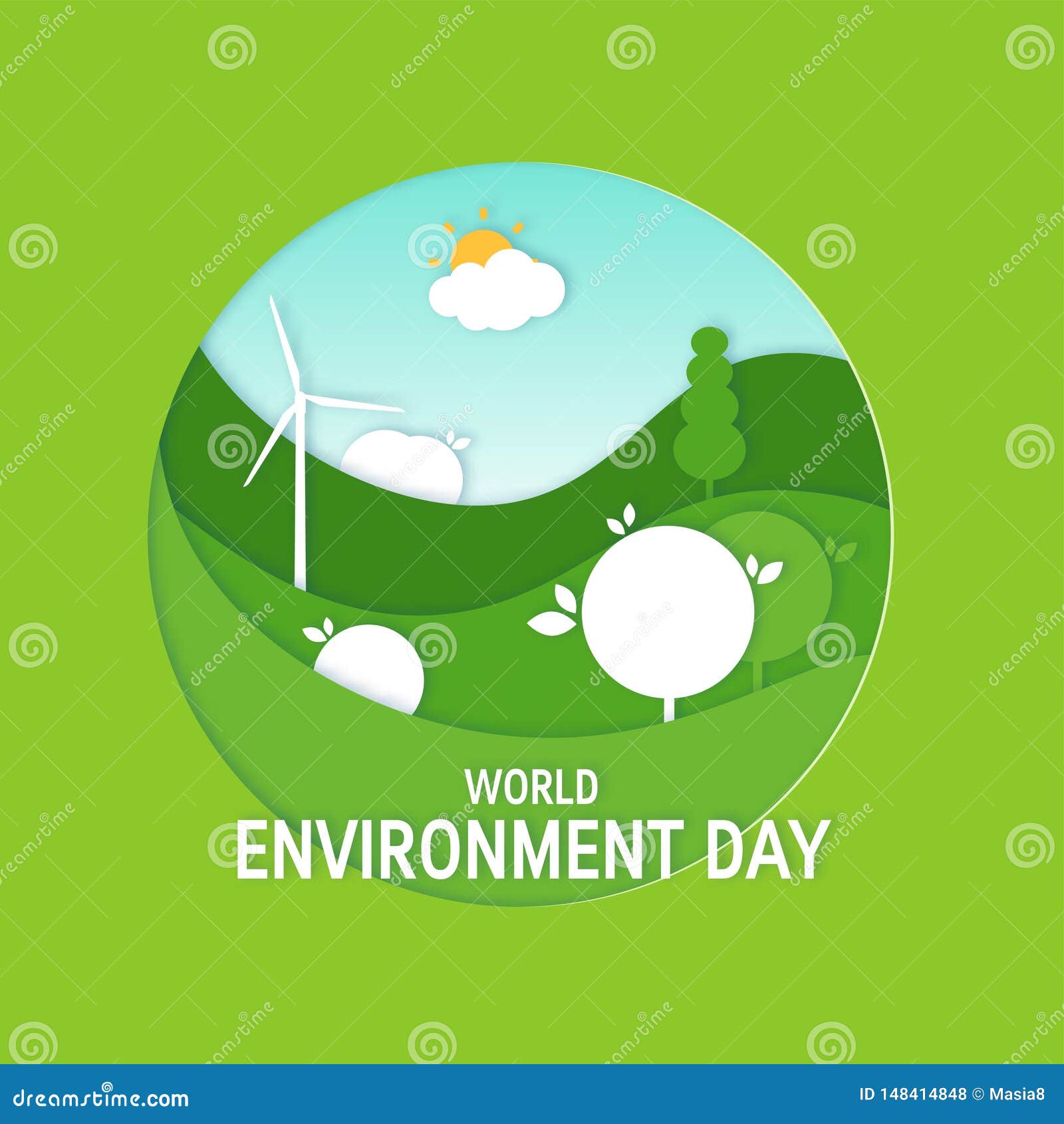 World Environment Day Concept in Paper Cut Style Stock Vector ...