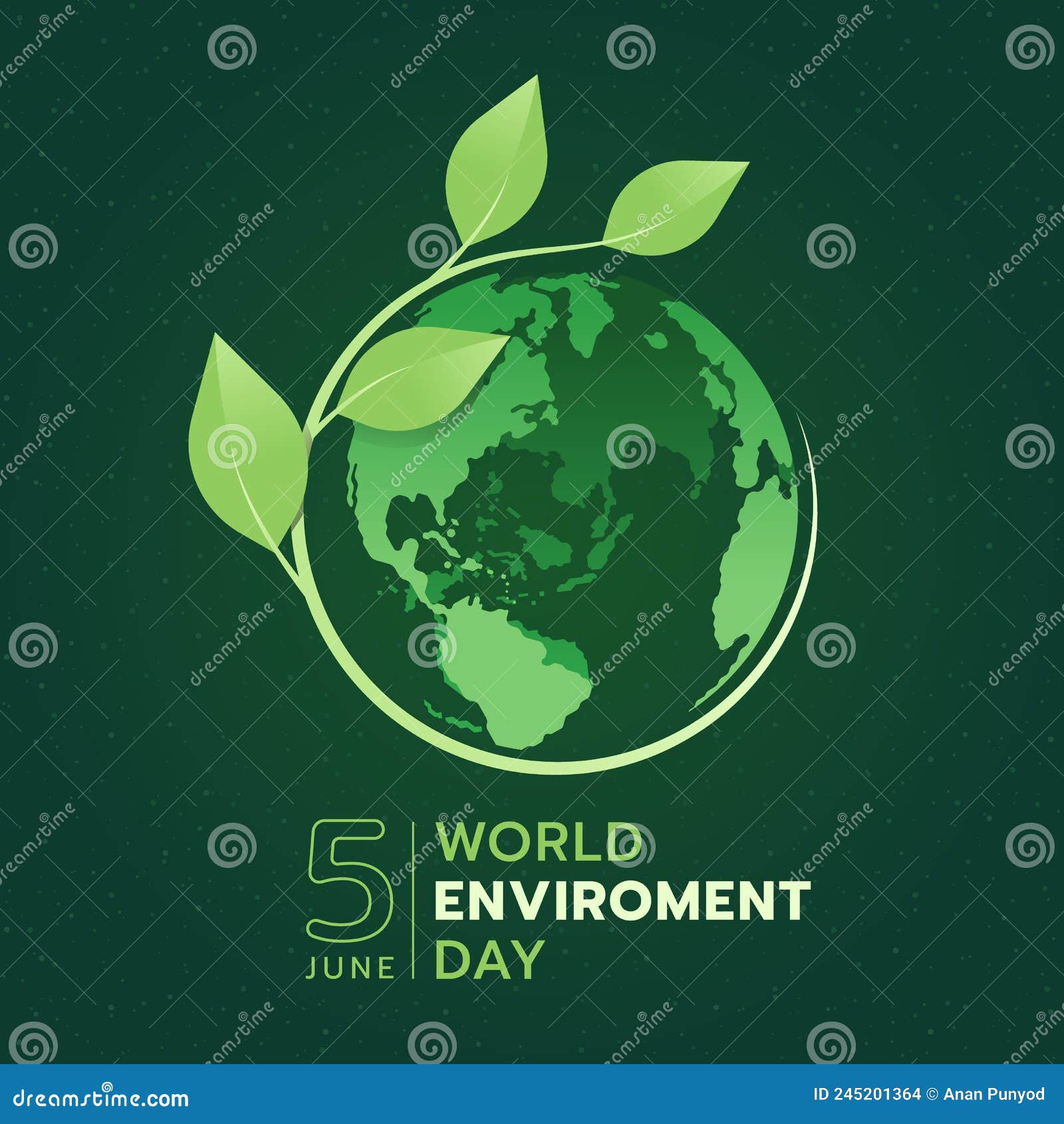 World Environment Day - Green Branch And Leaves Roll Around Circle ...