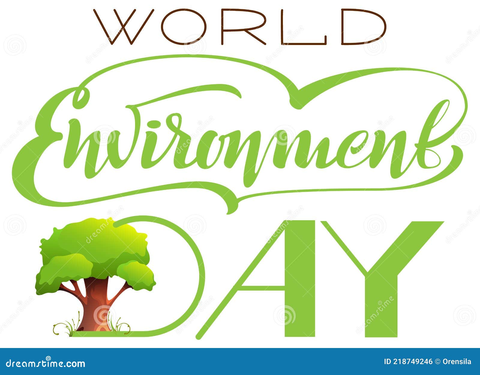World Environment Day Lettering Text Template Greeting Card and Tree ...